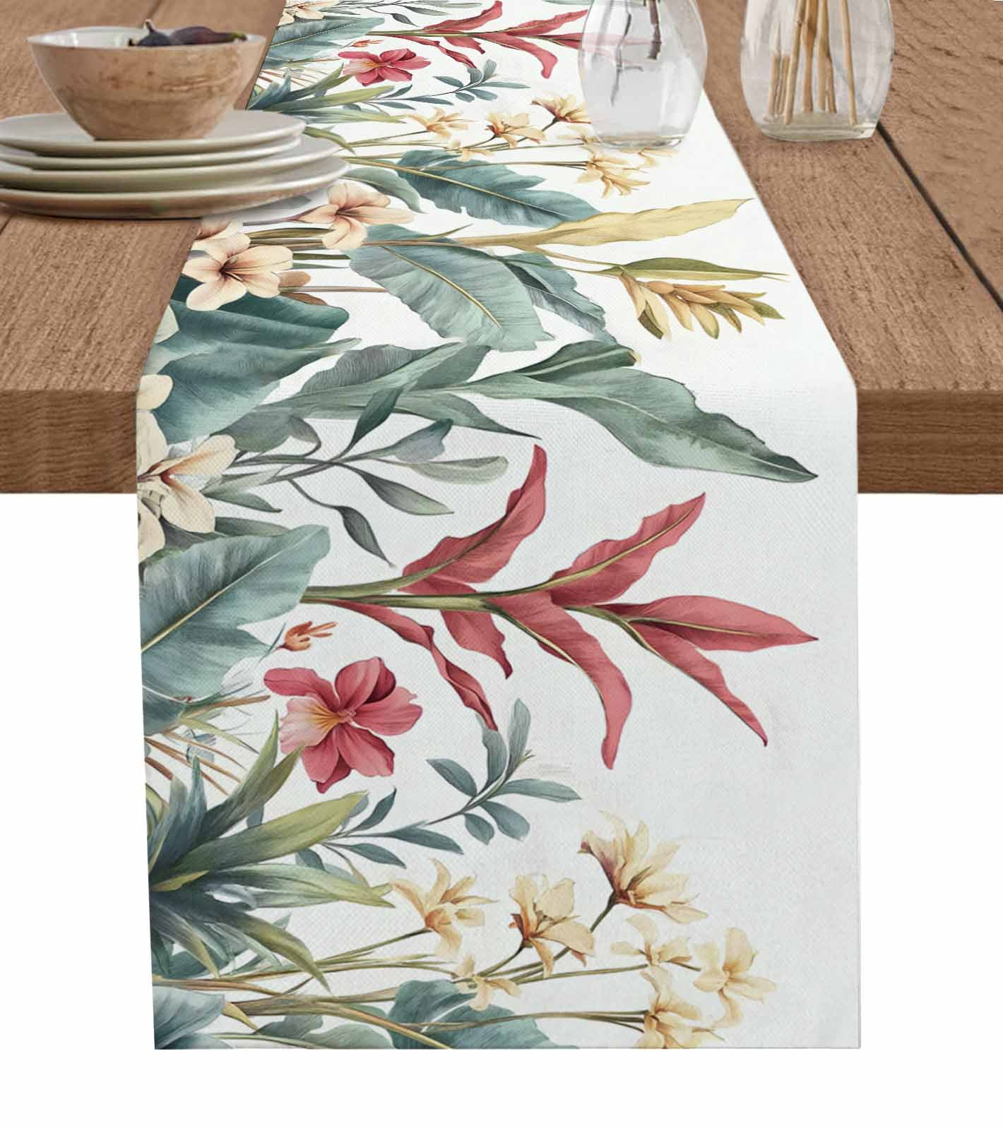 Boanket Yellow Red Floral Table Runner - 72 Inch Long, Kitchen Dining ...