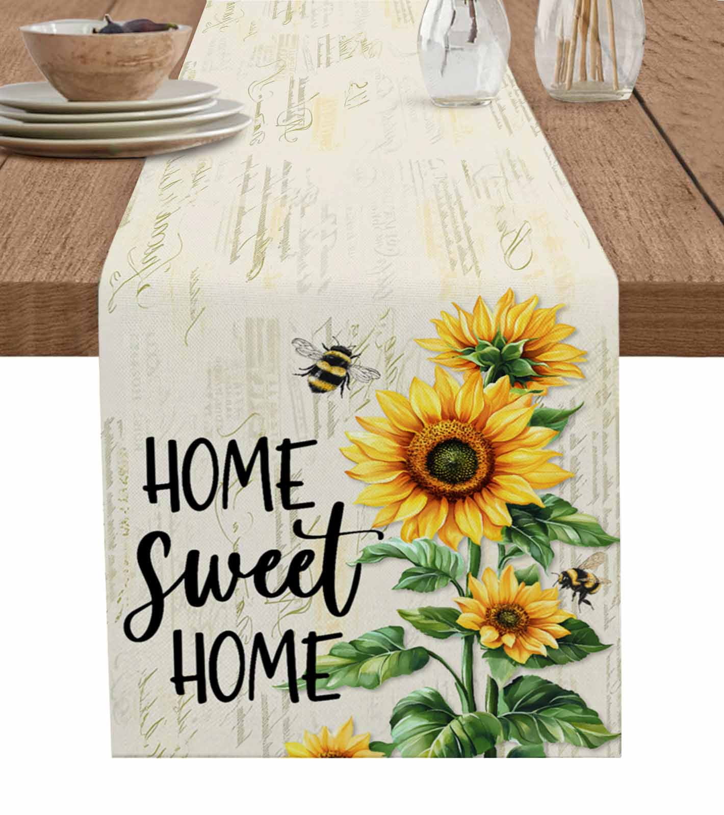 Boanket Yellow Sunflower Table Runner - 72 Inch Long, Kitchen Dining ...