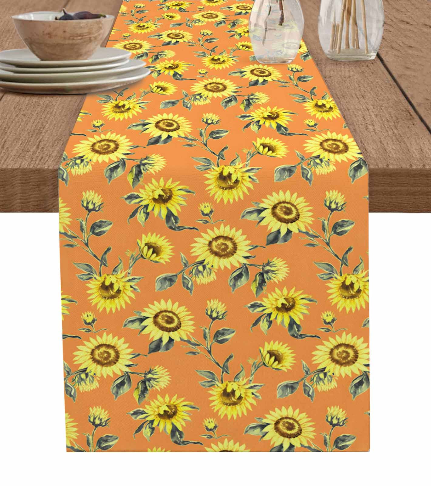 Boanket Yellow Sunflowers Table Runner - 108 Inch Long, Kitchen Dining Table Runner Dresser ...