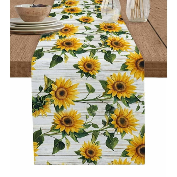 Boanket Yellow Sunflowers Table Runner - 108 Inch Long, Kitchen Dining ...