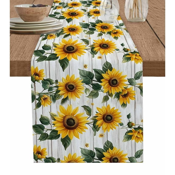 Boanket Yellow Sunflowers Table Runner - 90 Inch Long, Kitchen Dining ...