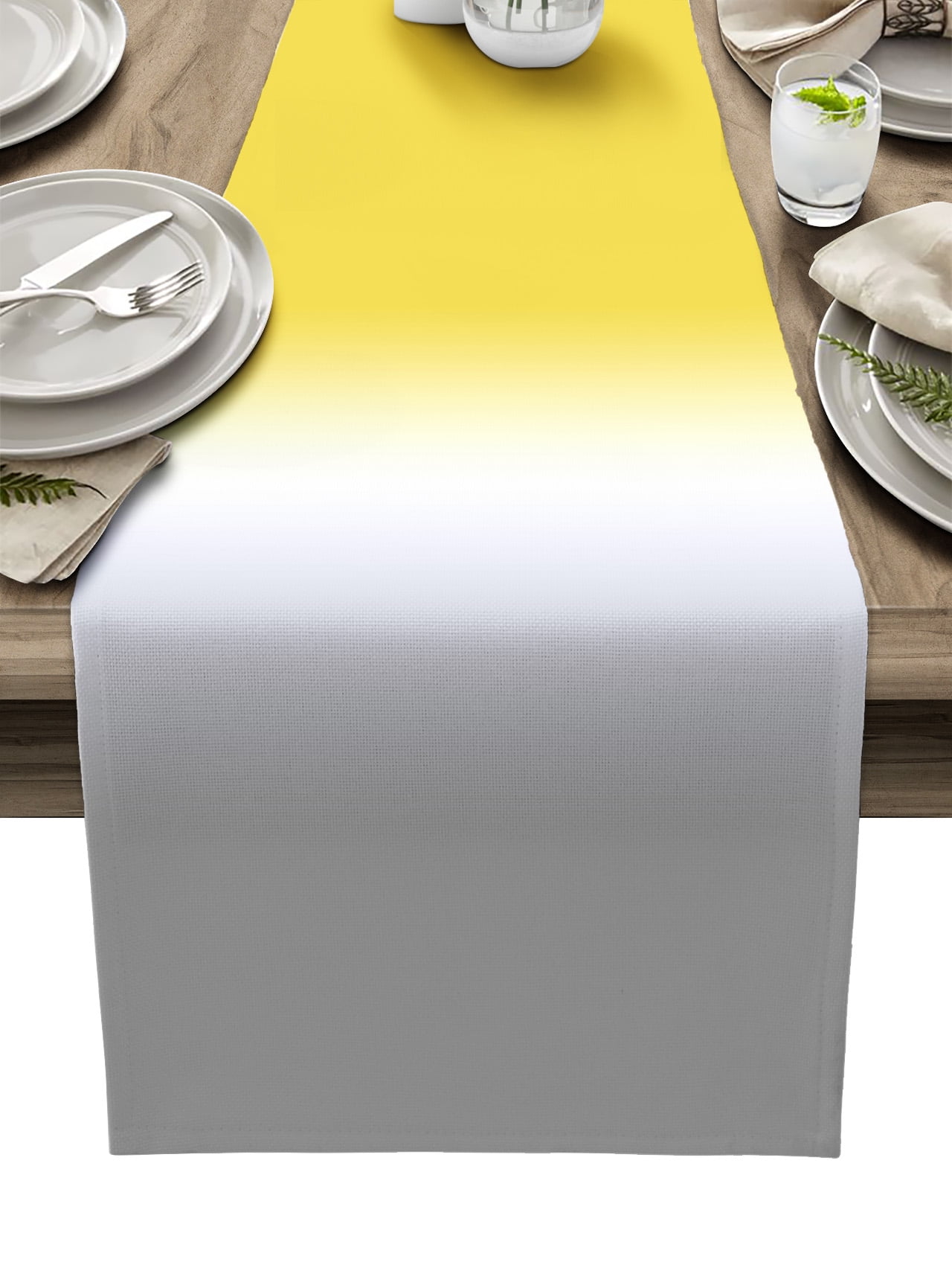Boanket Yellow White Grey Ombre Table Runner - 72 Inch Long, Kitchen ...