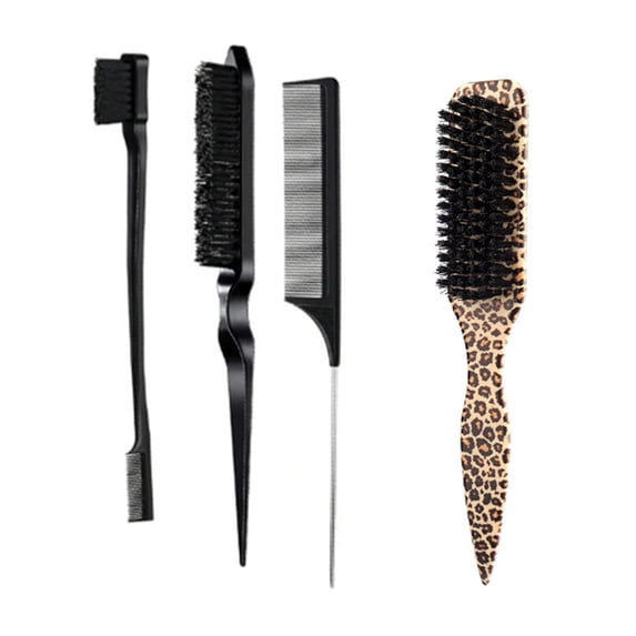Boar Bristle Slick Back Hair Brush for Sleek Ponytail Bun & Smoothing ...