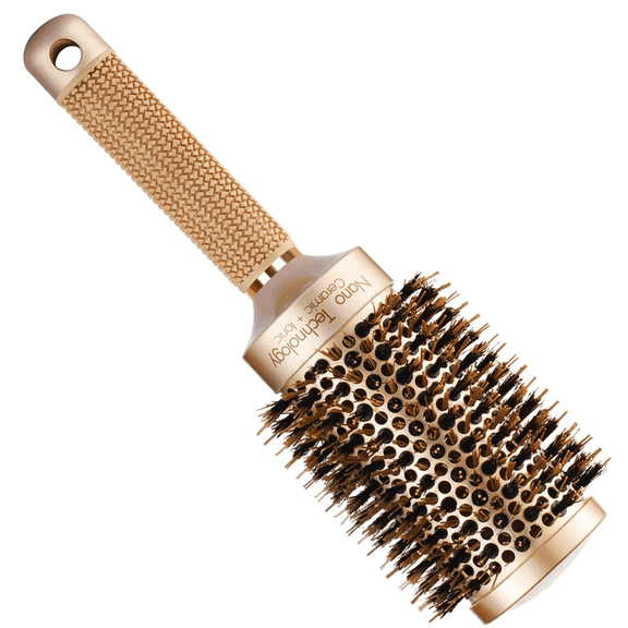 Round Barrel Anti-Static Hair Brush with Boar Bristles, Nano Thermal ...