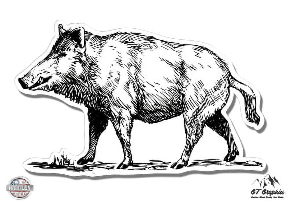 Boar Sketch - 8" Vinyl Sticker - For Car Laptop I-Pad - Waterproof ...