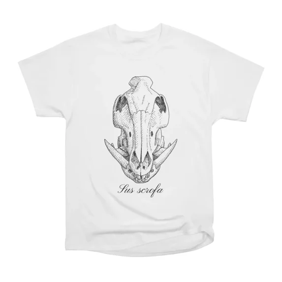 Boar Skull Front View in pen and ink T-Shirt Tee Gift For Him Merch For ...