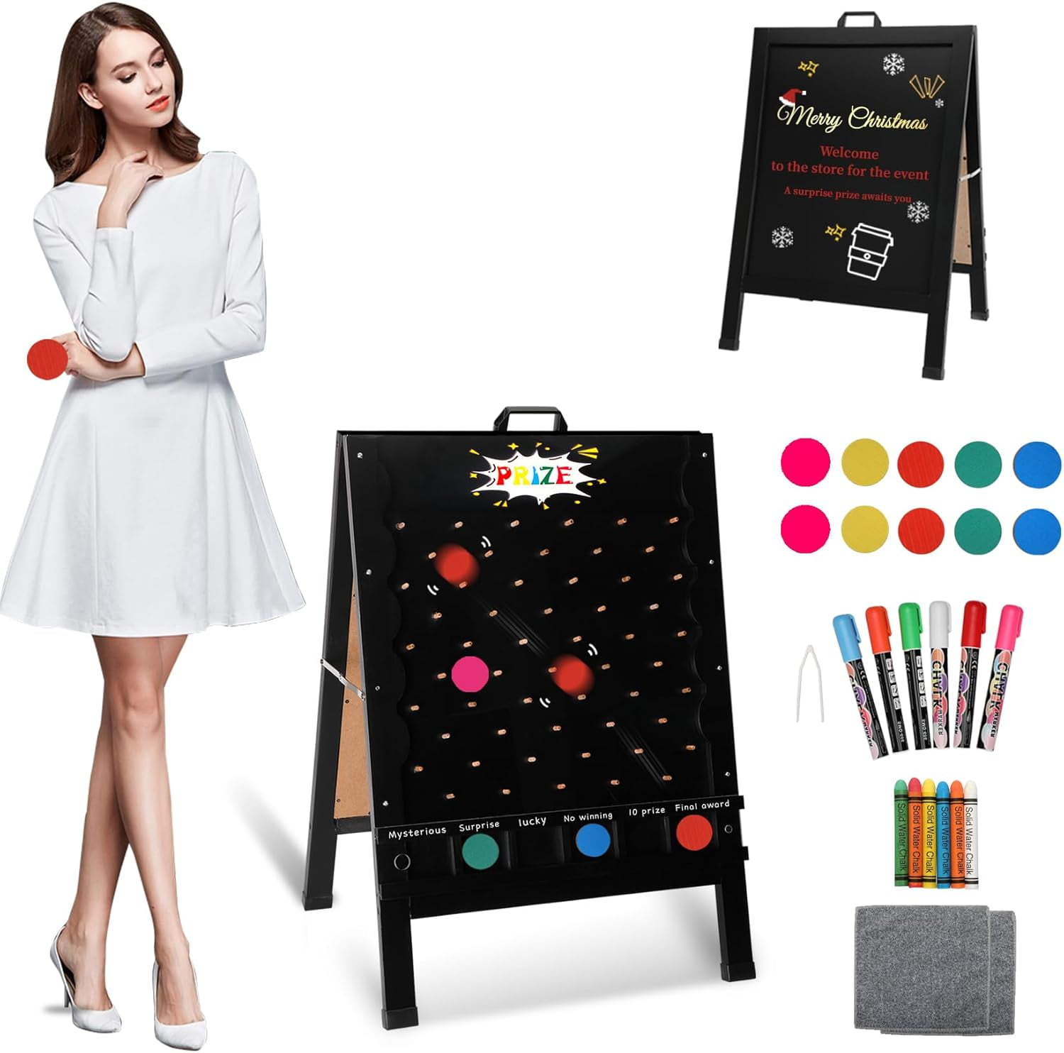 Board,21"X30" Foldable Prize Drop Game Board, Double Sided Disc Drop ...