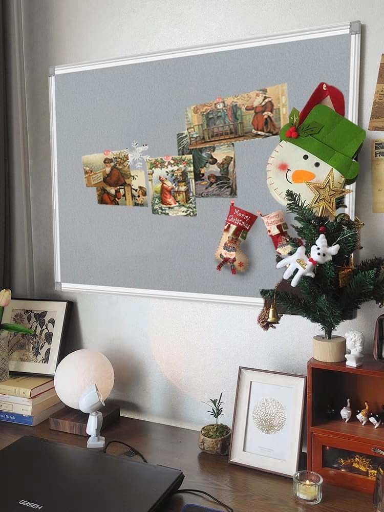 Board Felt Gray, Pin Board 48 x 36 Inches, Silver Aluminium Frame ...