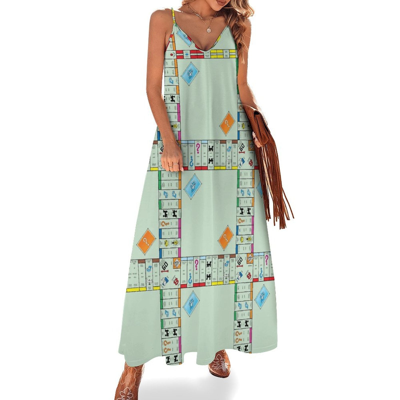 Board Game Board- Monopoly Sleeveless Dress Summer Dress Women Clothing ...