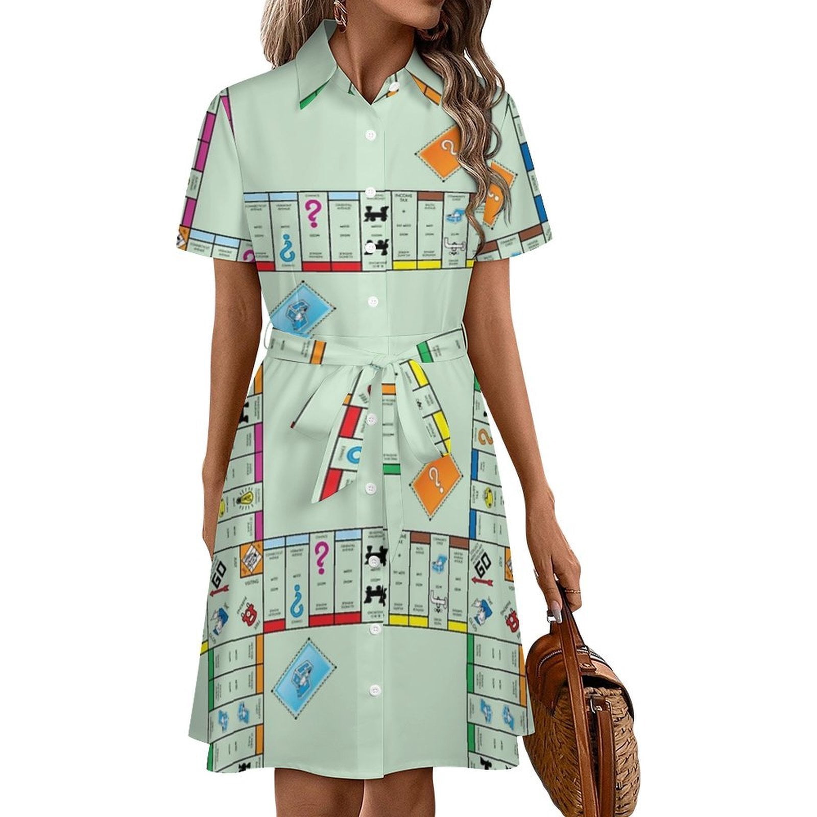 Board Game Board Monopoly Womens Shirt Dresses Women'S Short Sleeve ...