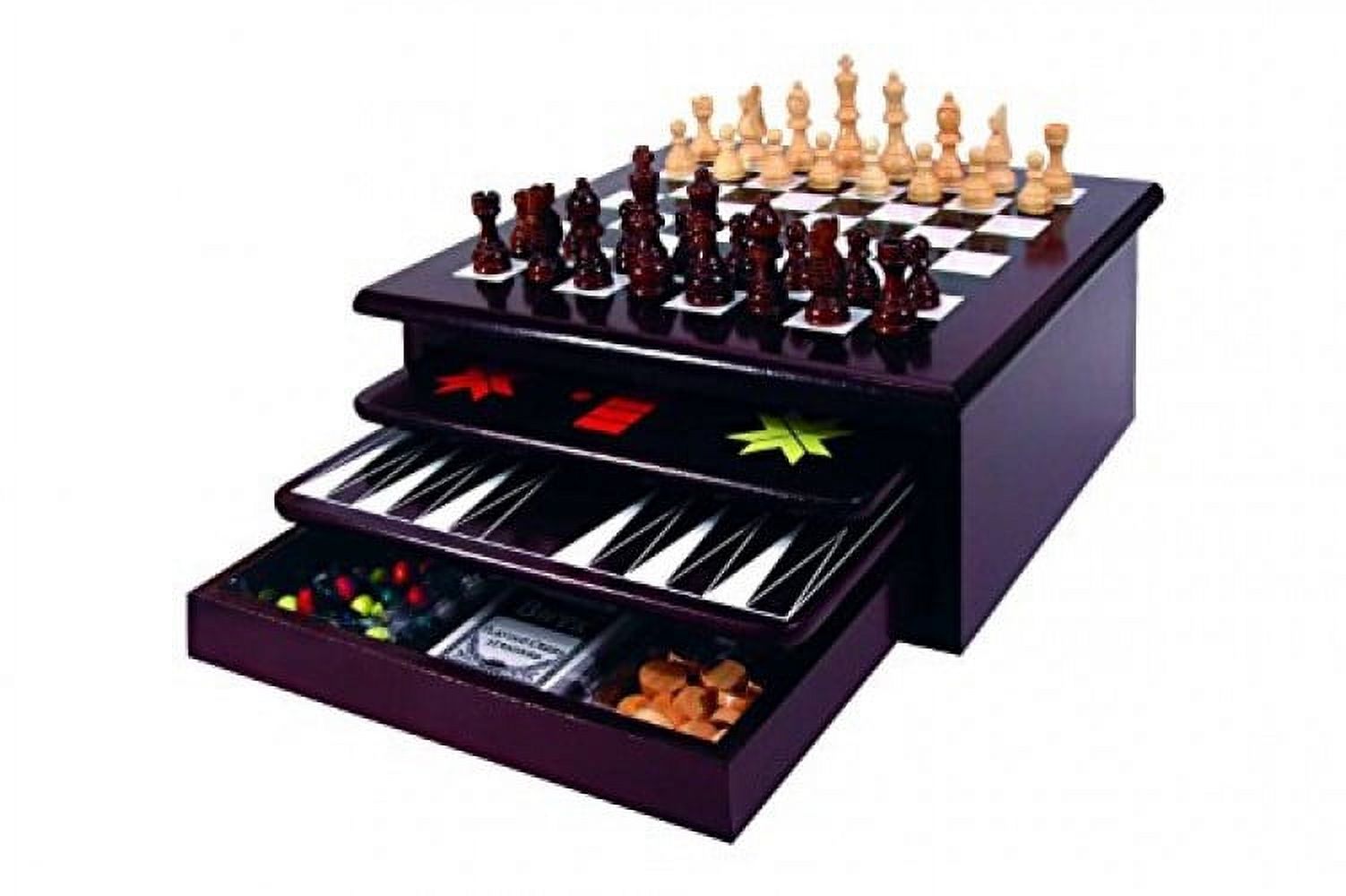Board Game Set - Deluxe 15 in 1 Tabletop Wood-accented Game Center with ...