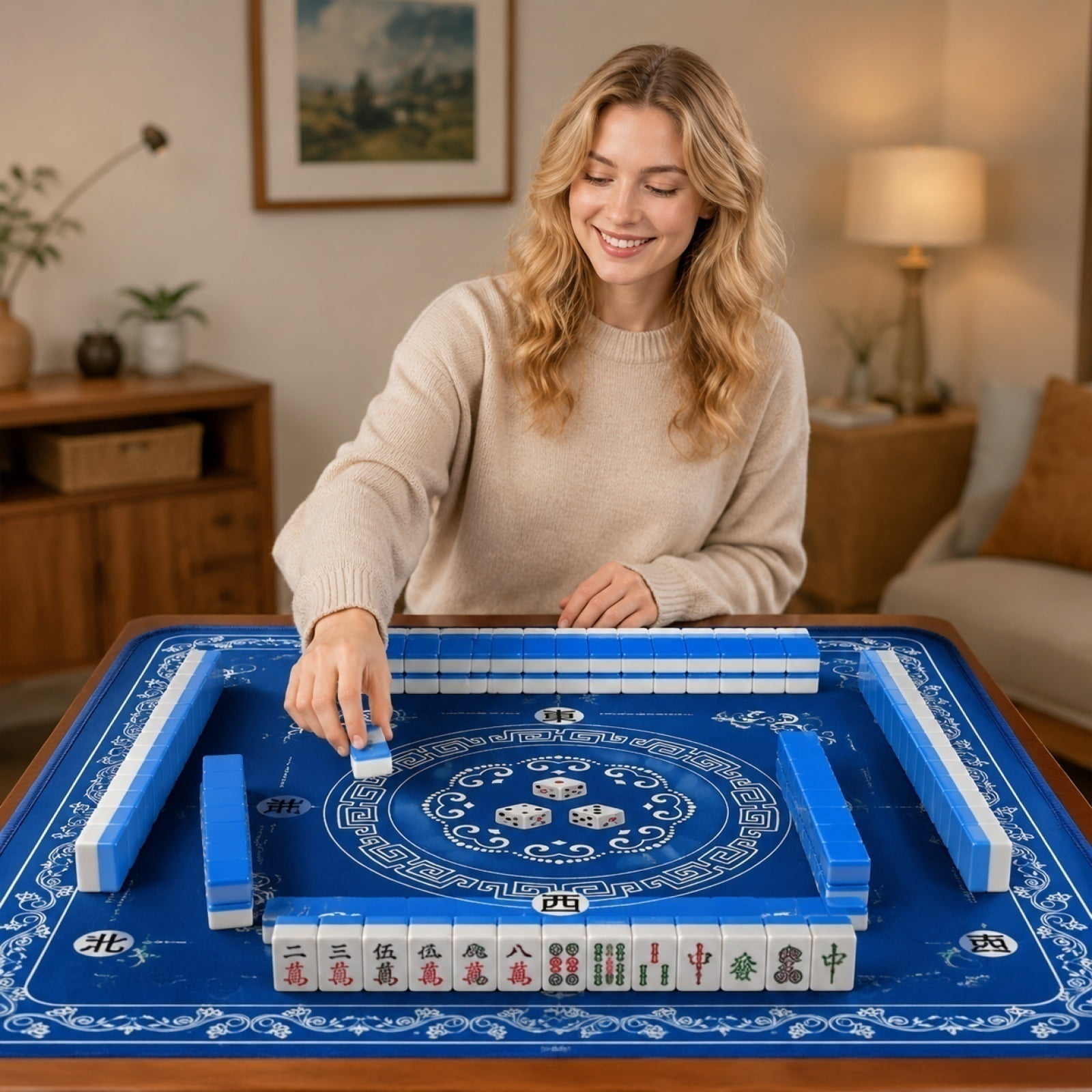 Board Game Table, Mahjong Mat for Table, Family Game Night, Games for ...