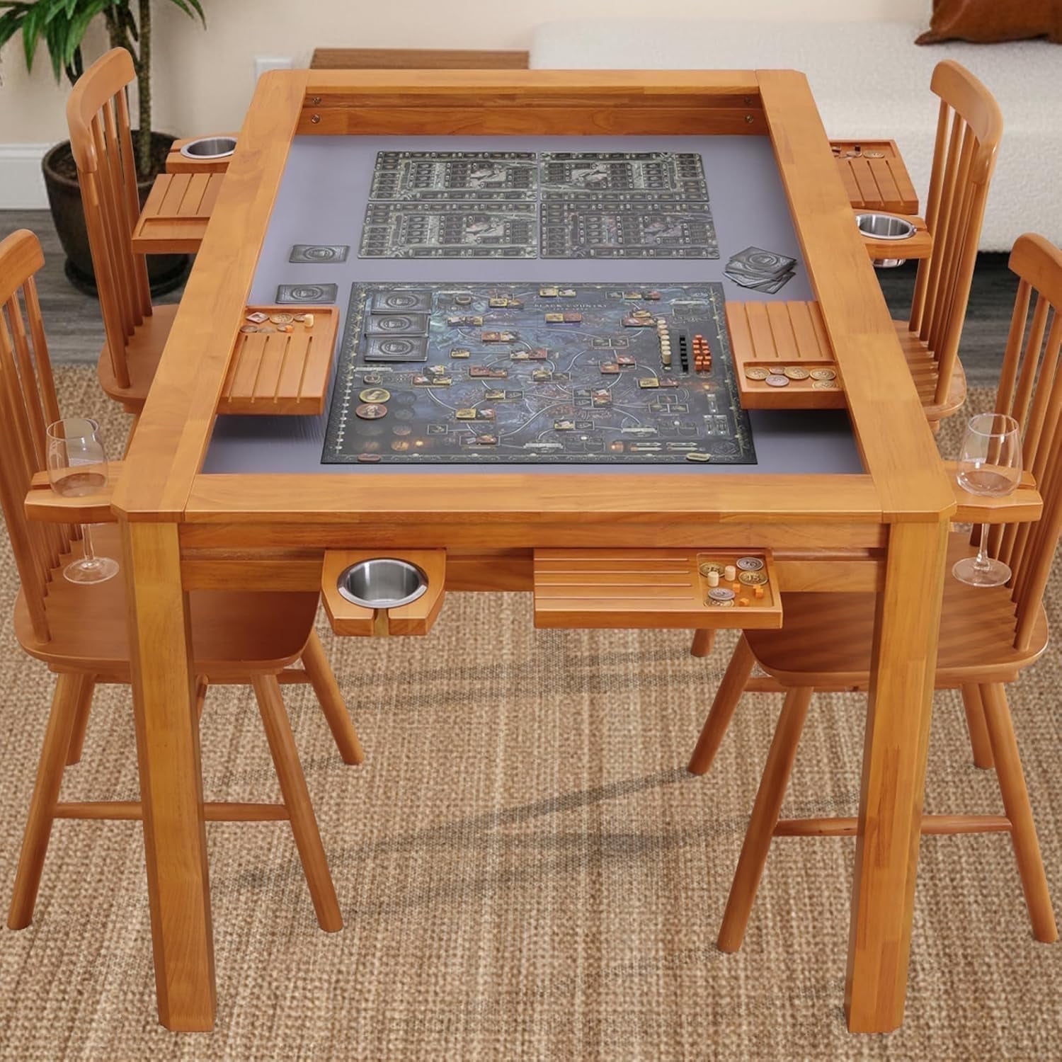 Agreatby Solid Wood Board Game Table for 4–6 Players, Dining & Gaming ...