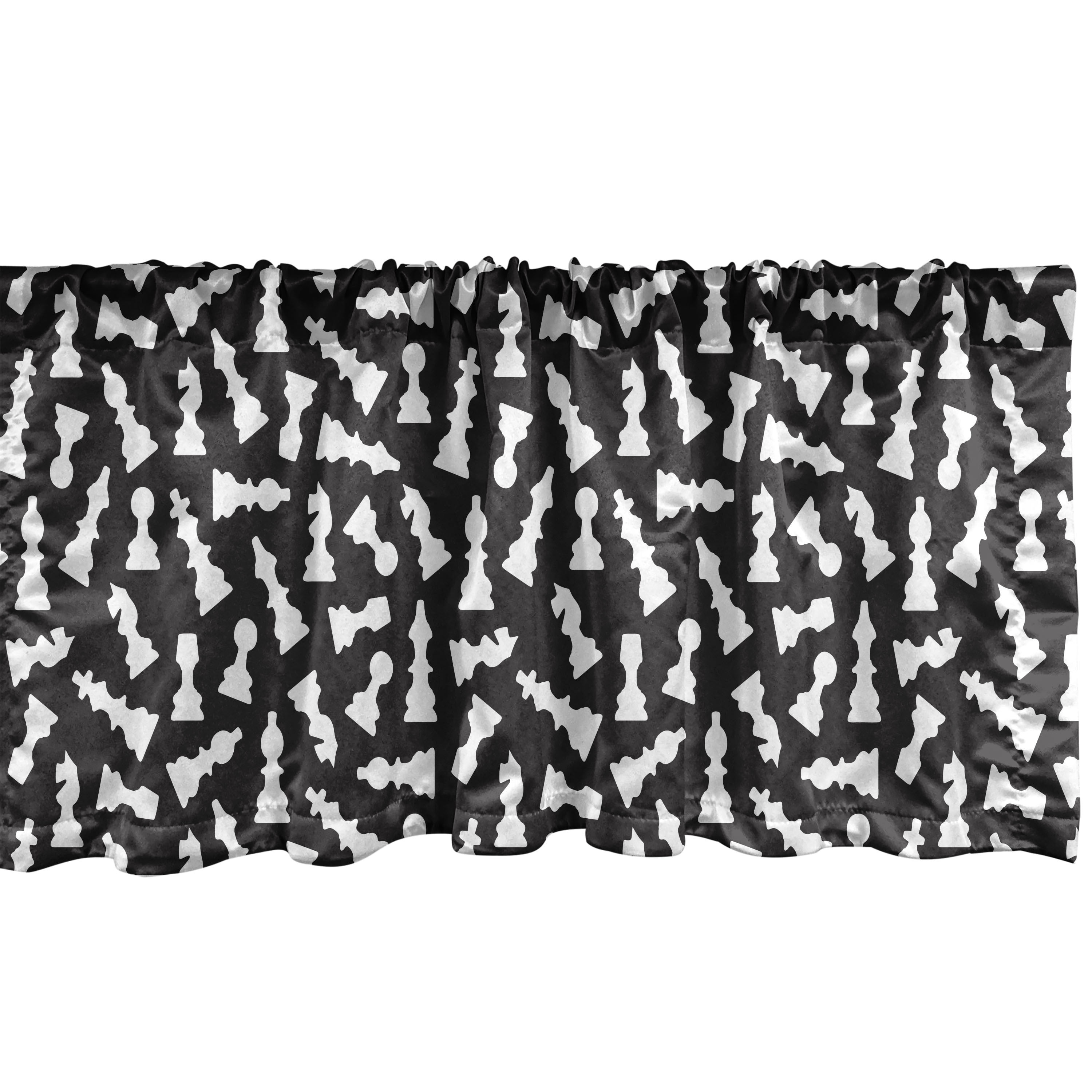 Ambesonne Board Game Valance Pack of 2, Chess Piece Silhouettes, 54"X12 ...