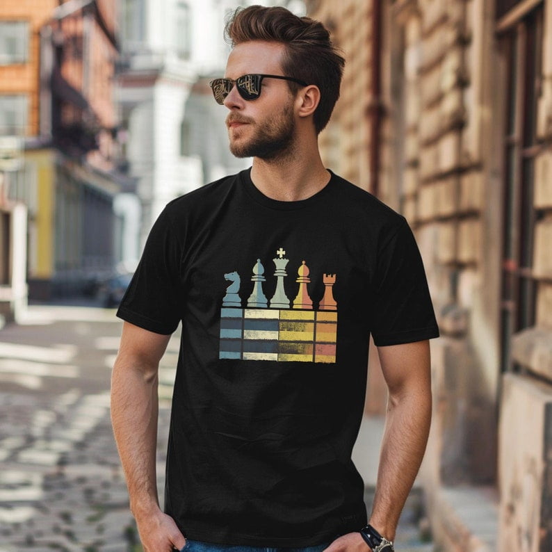 Board Games Chess Player Tee, Gift Idea for Men, Chess Pieces & Board ...