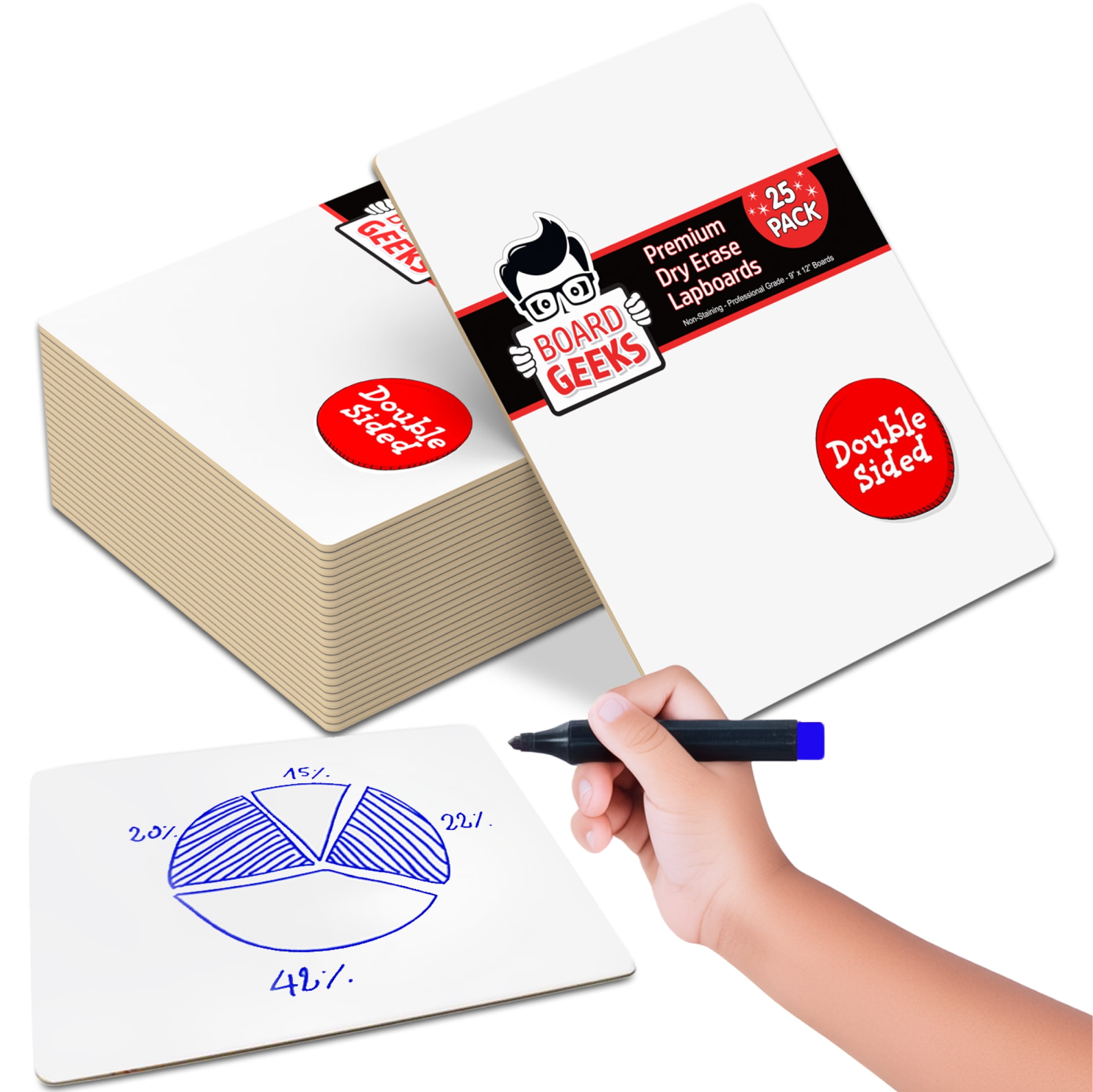 Board Geeks Handheld Portable Student Dry Erase Lapboard, 9 x 12 Inch, 25 Pack, White - Walmart.com