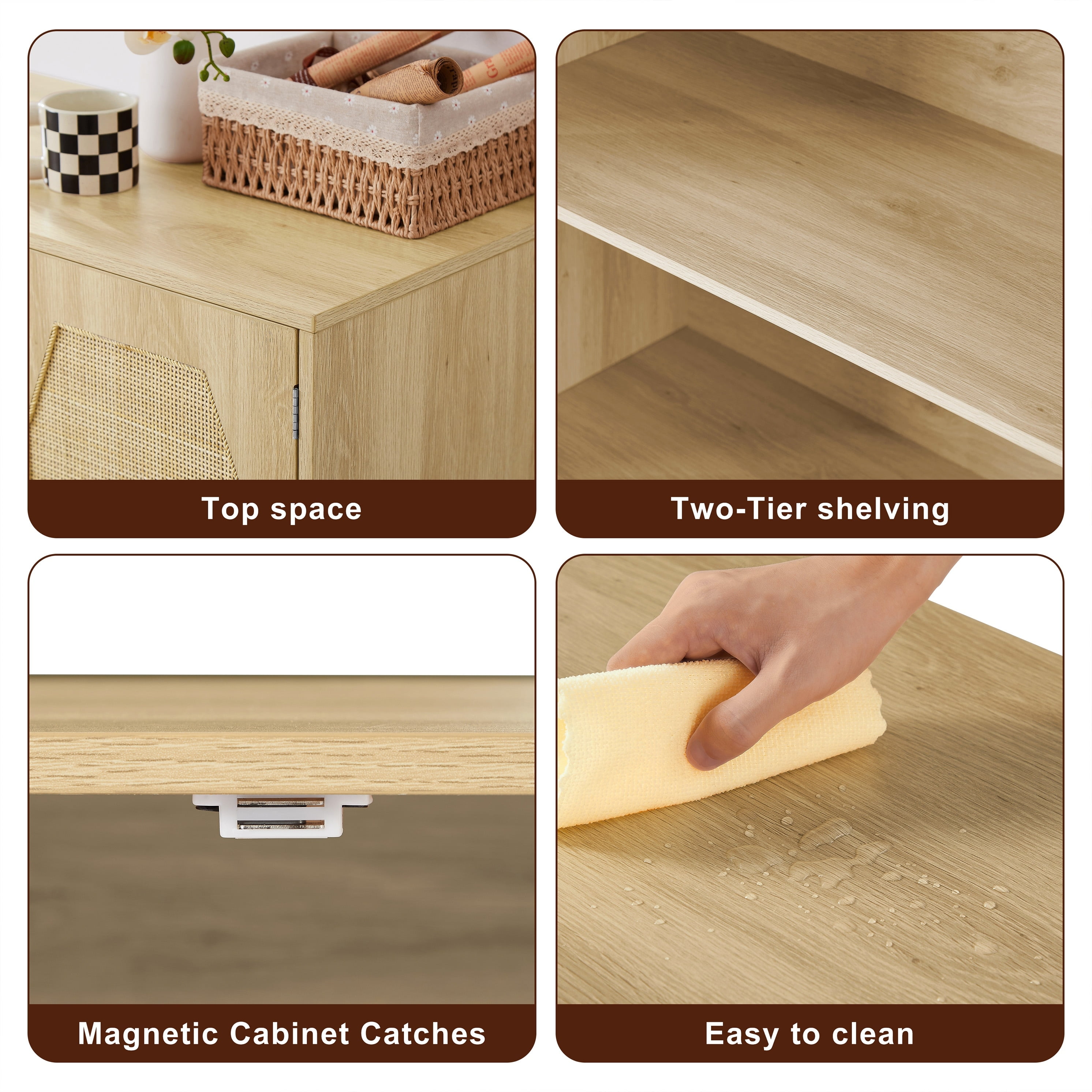Board Kitchen storage cabinets with rattan doors - Walmart.com