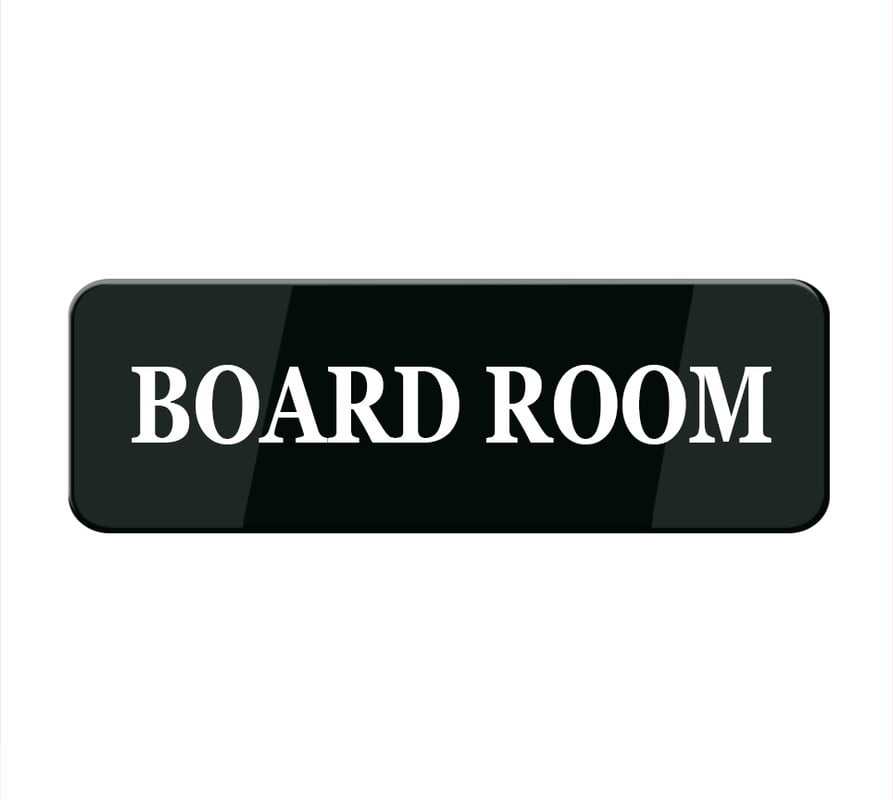 Board Room Sign For Door, Acrylic Plastic, Black And White, Rounded ...