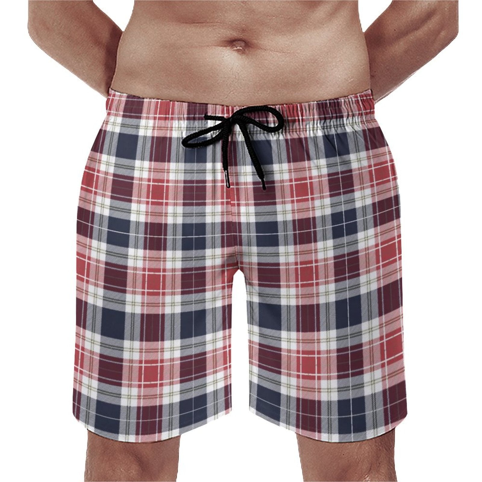 Board Shorts Blue Plaid Funny Beach Trunks Retro Checkerboard Men ...