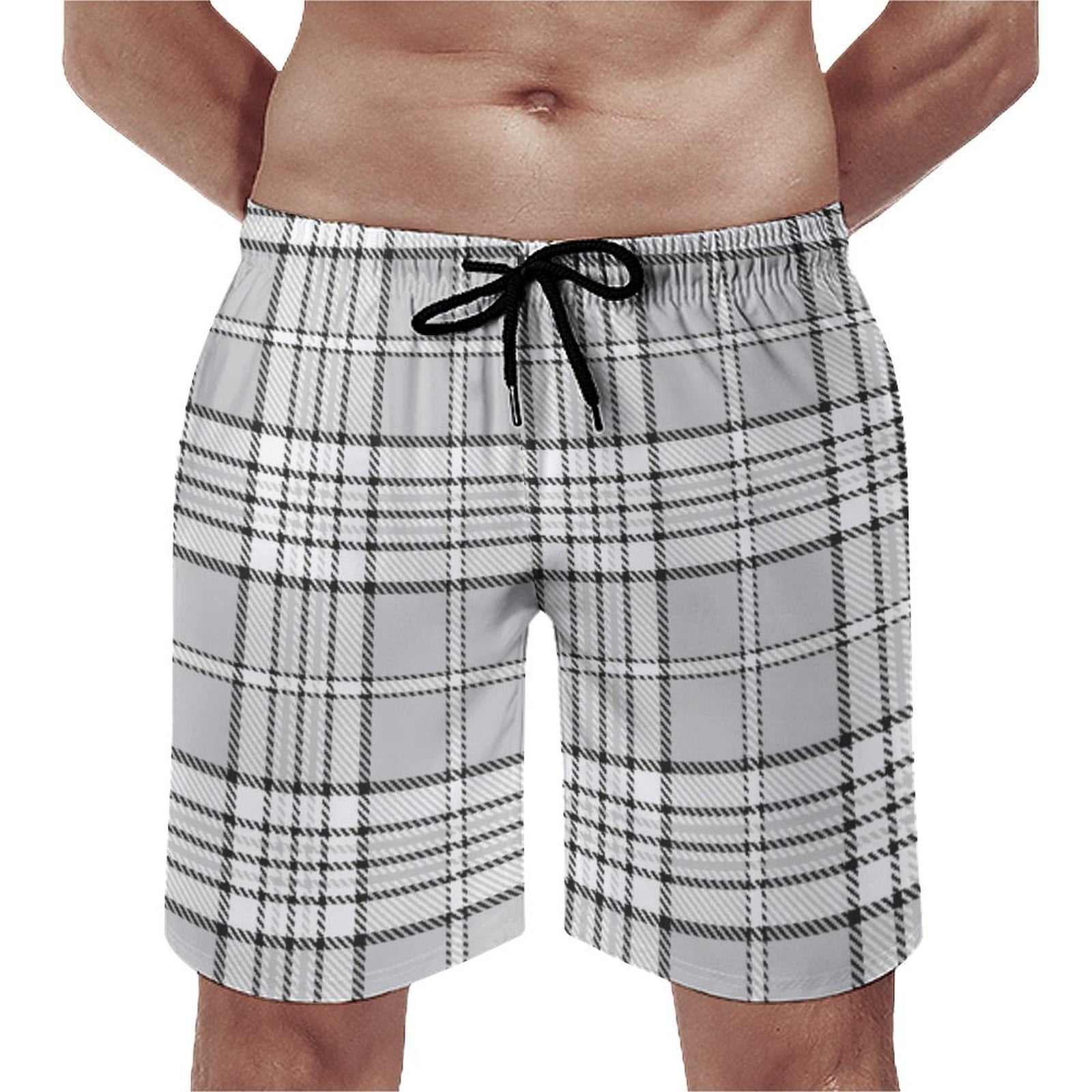 Board Shorts Blue Plaid Funny Beach Trunks Retro Checkerboard Men ...