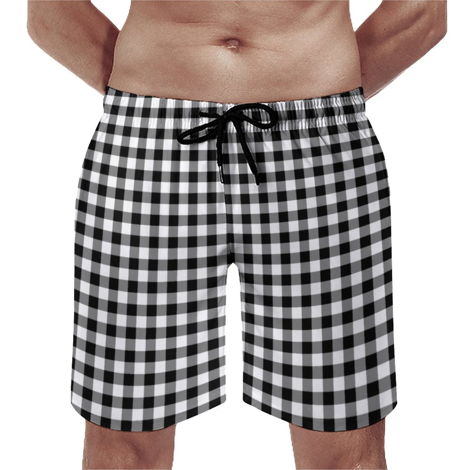 Board Shorts Blue Plaid Funny Beach Trunks Retro Checkerboard Men ...
