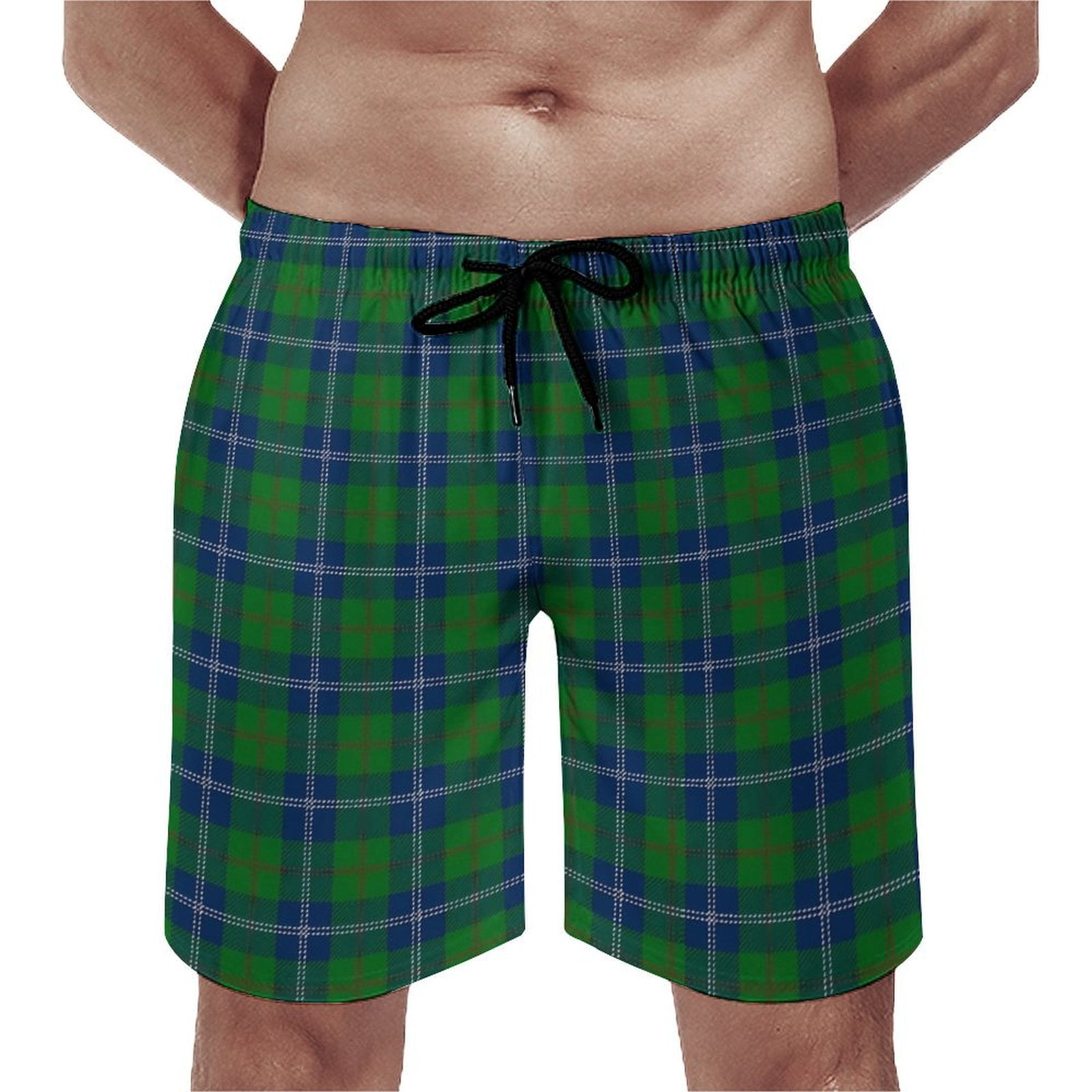 Board Shorts Classic Plaid Fashion Swim Trunks Blue And Green Males ...