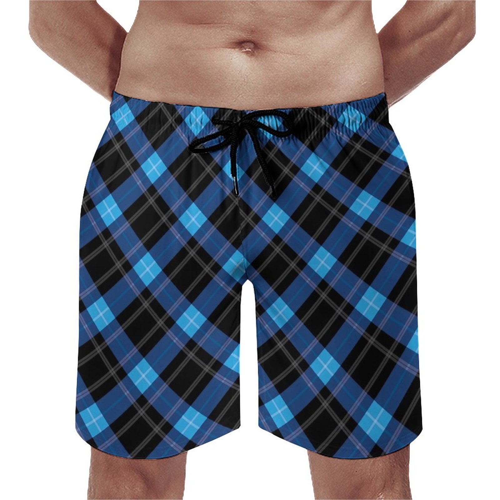 Board Shorts Classic Plaid Fashion Swim Trunks Blue And Green Males ...