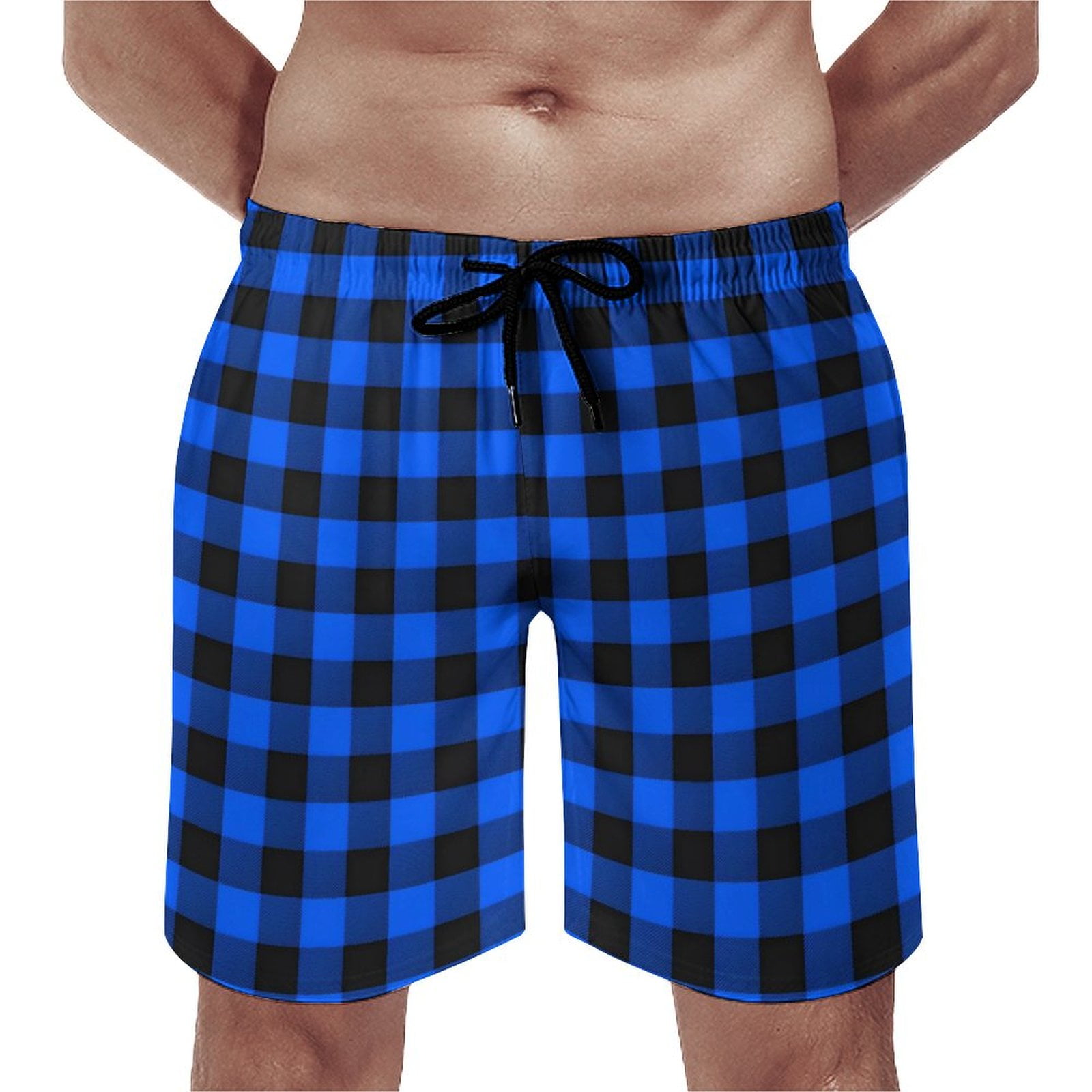 Board Shorts Classic Plaid Fashion Swim Trunks Blue And Green Males ...