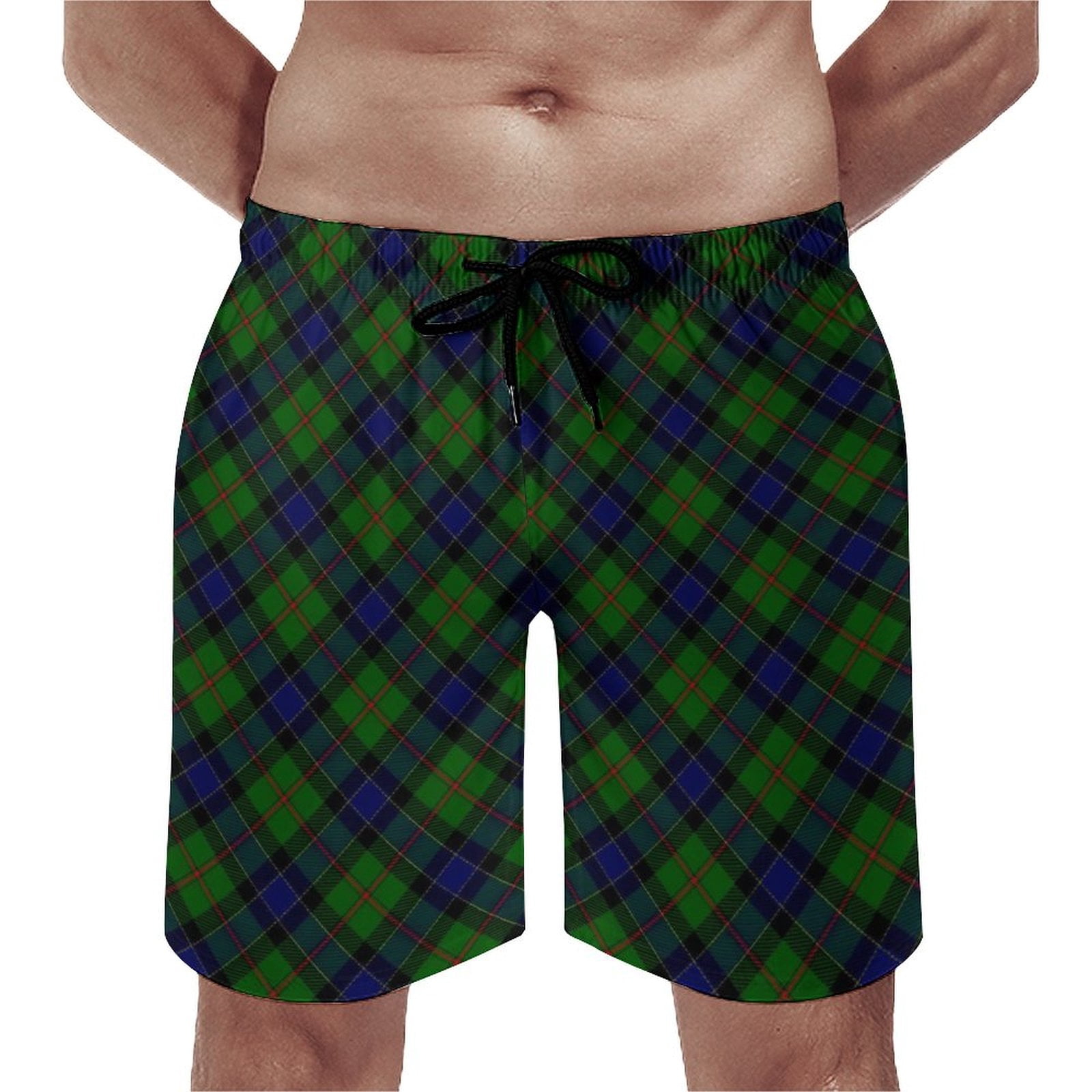 Board Shorts Classic Plaid Fashion Swim Trunks Blue And Green Males ...