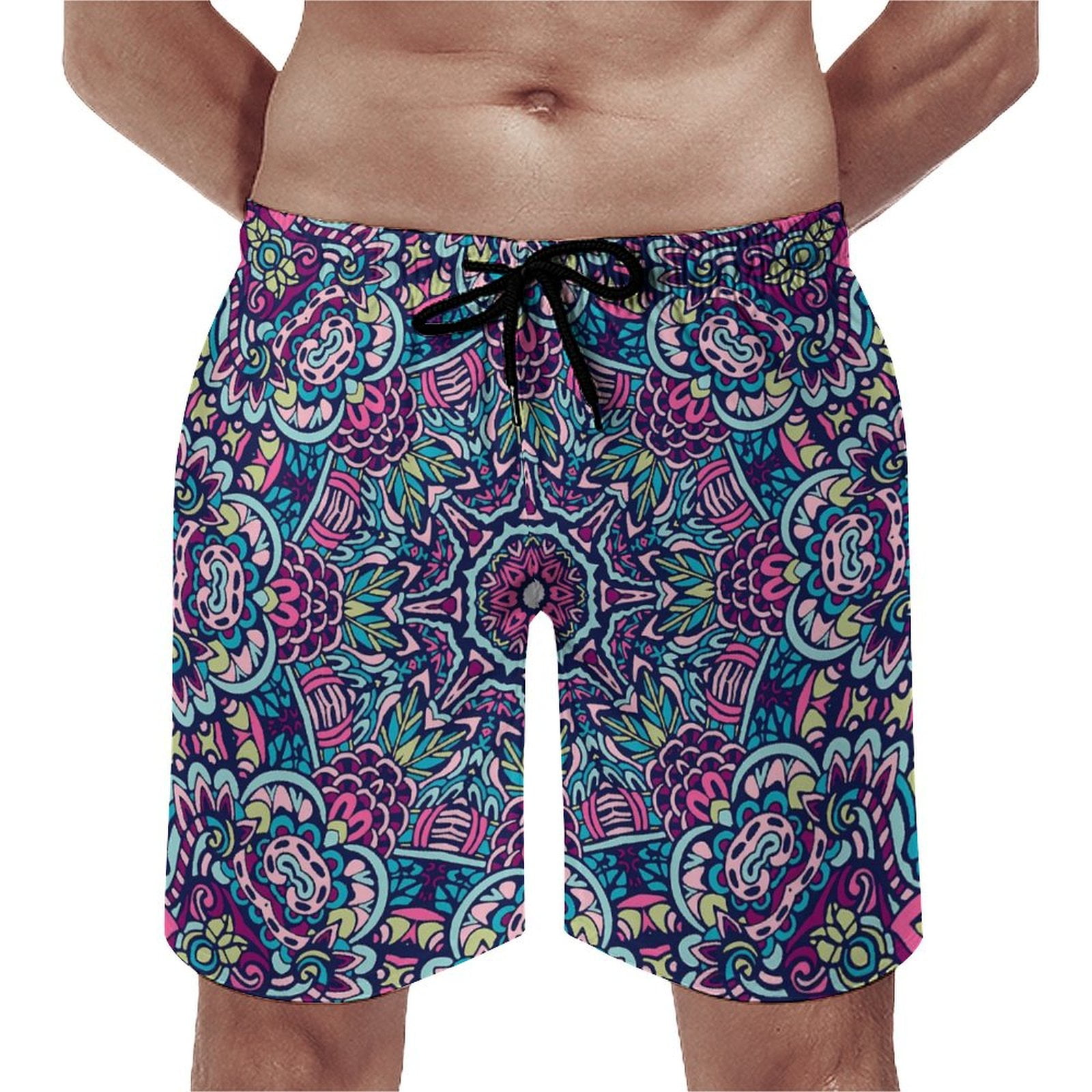 Board Shorts Vintage Ethnic Tribal Retro Swimming Trunks Retro Floral ...