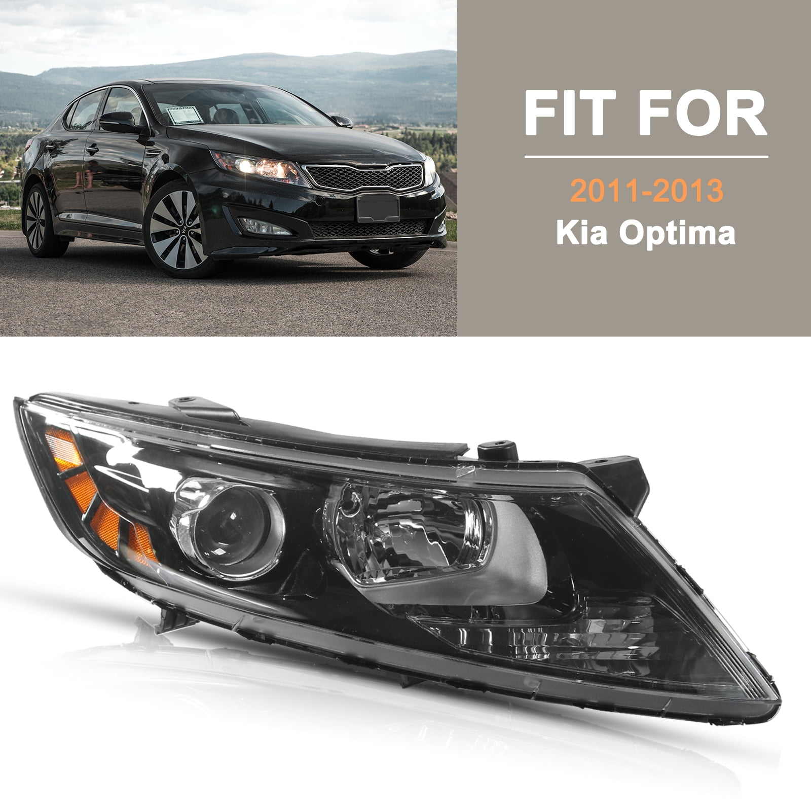BoardRoad Halogen Right Headlight Fit for 2011 2012 2013 Kia Optima ...