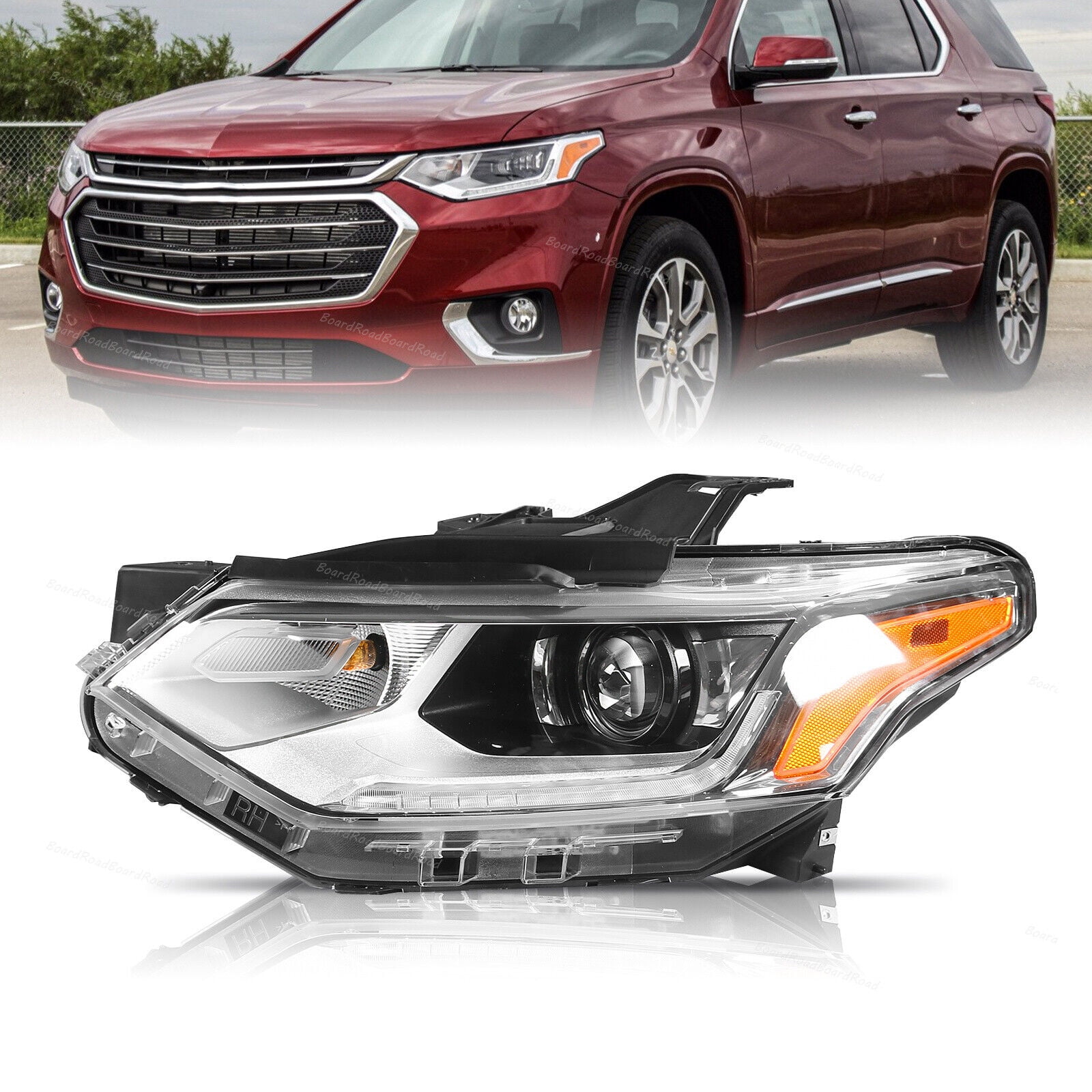 BoardRoad Headlight Assembly Fit For 2018-2021 Chevy Traverse LED DRL HID/Xenon LH Side ...