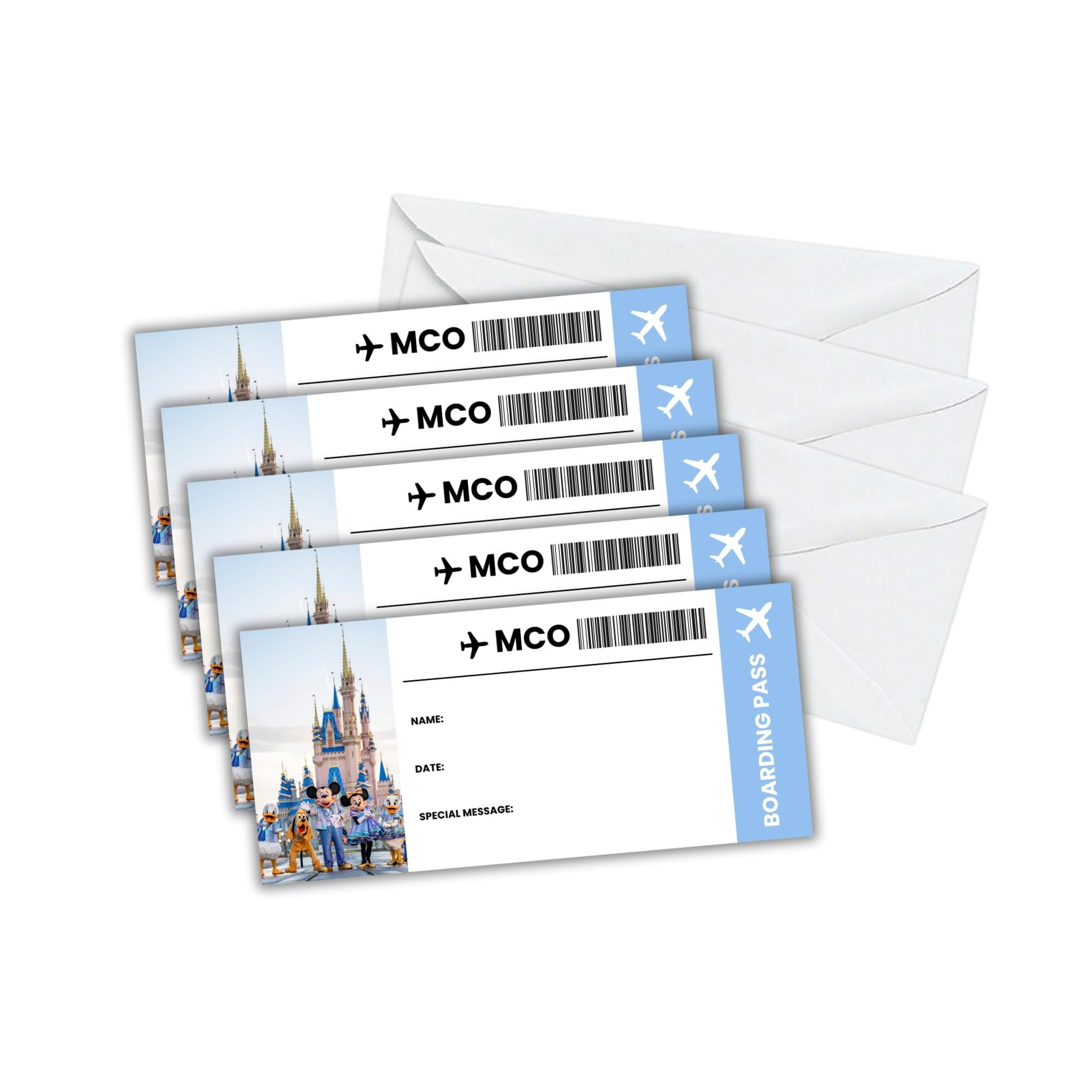 Boarding Pass Magical Blue Surprise Vacation Airport Kingdom 5 pk 3 ...