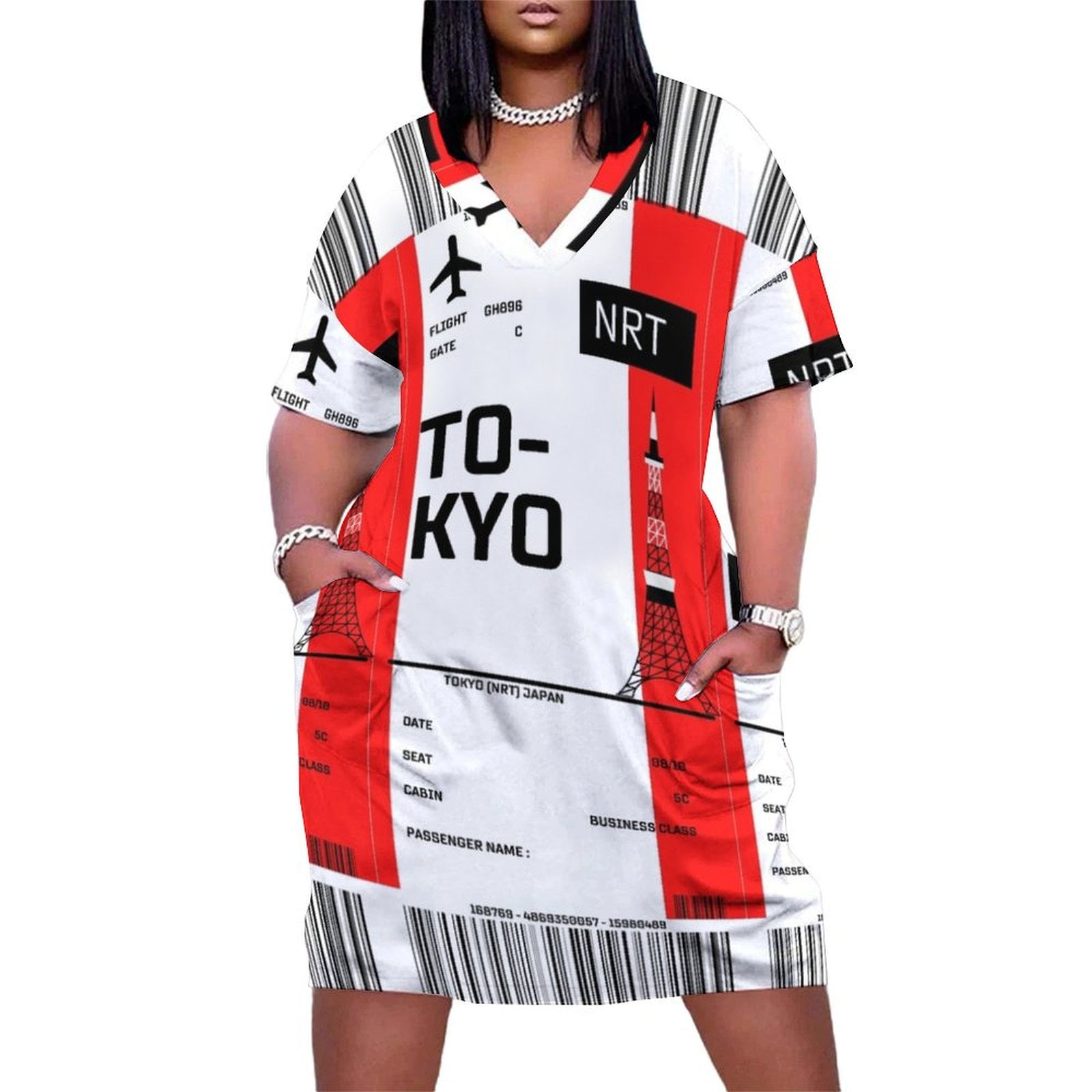 Boarding pass for Tokyo Loose Pocket Dress evening dresses ladies ...