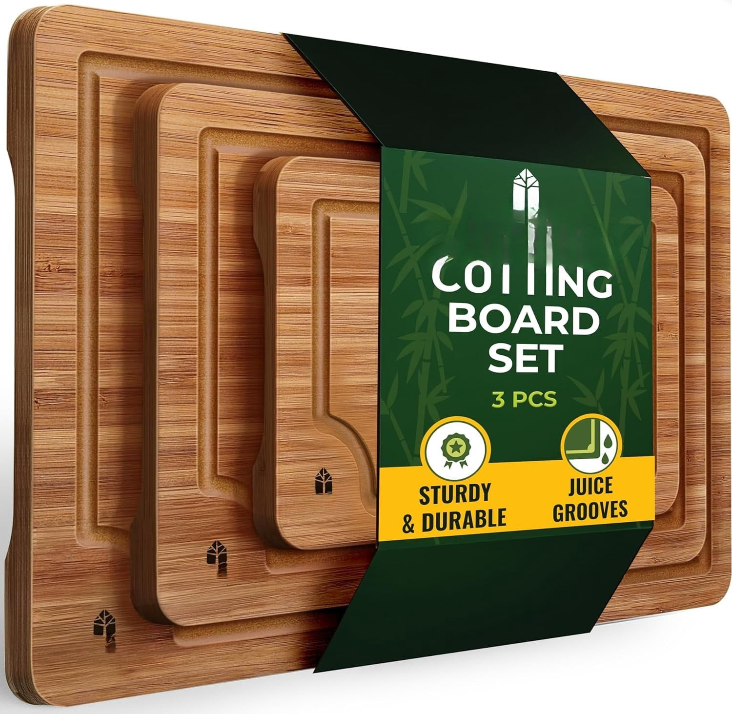 Boards Set of 3 - Thick & Sturdy Board with Deep Juice Grooves & Build ...