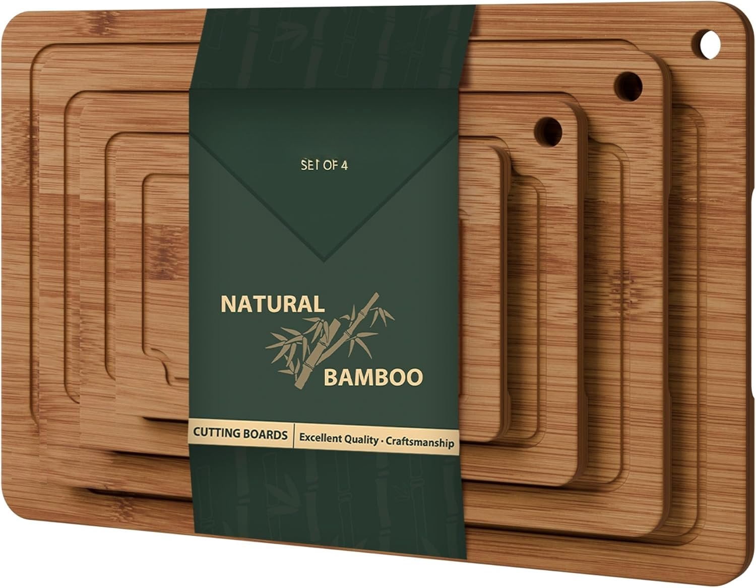 Boards for Kitchen, Board Set with Juice Grooves & Built-in Handles ...