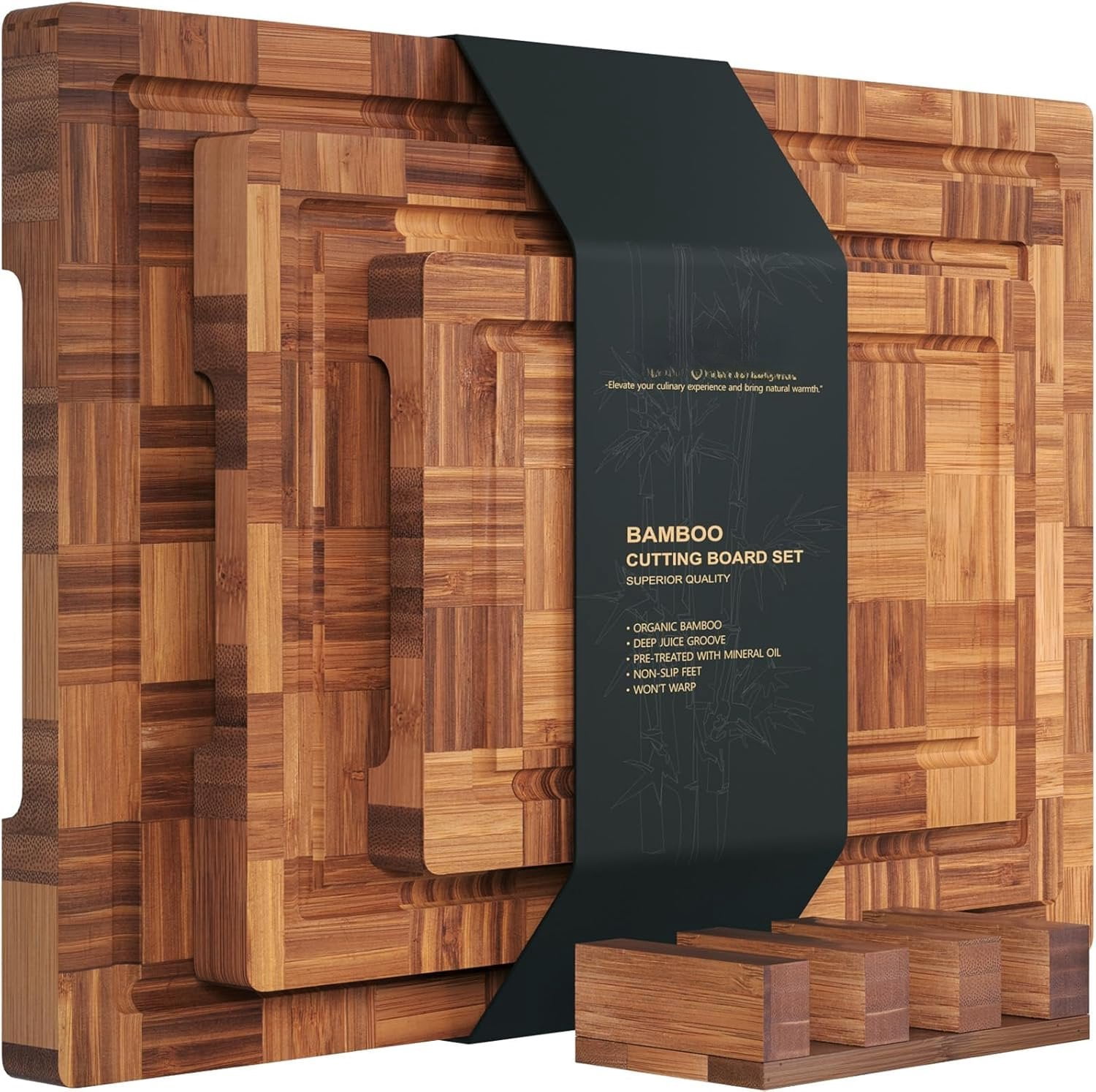 Boards for Kitchen,Chopping Boards Set with Juice Groove,End Grain ...