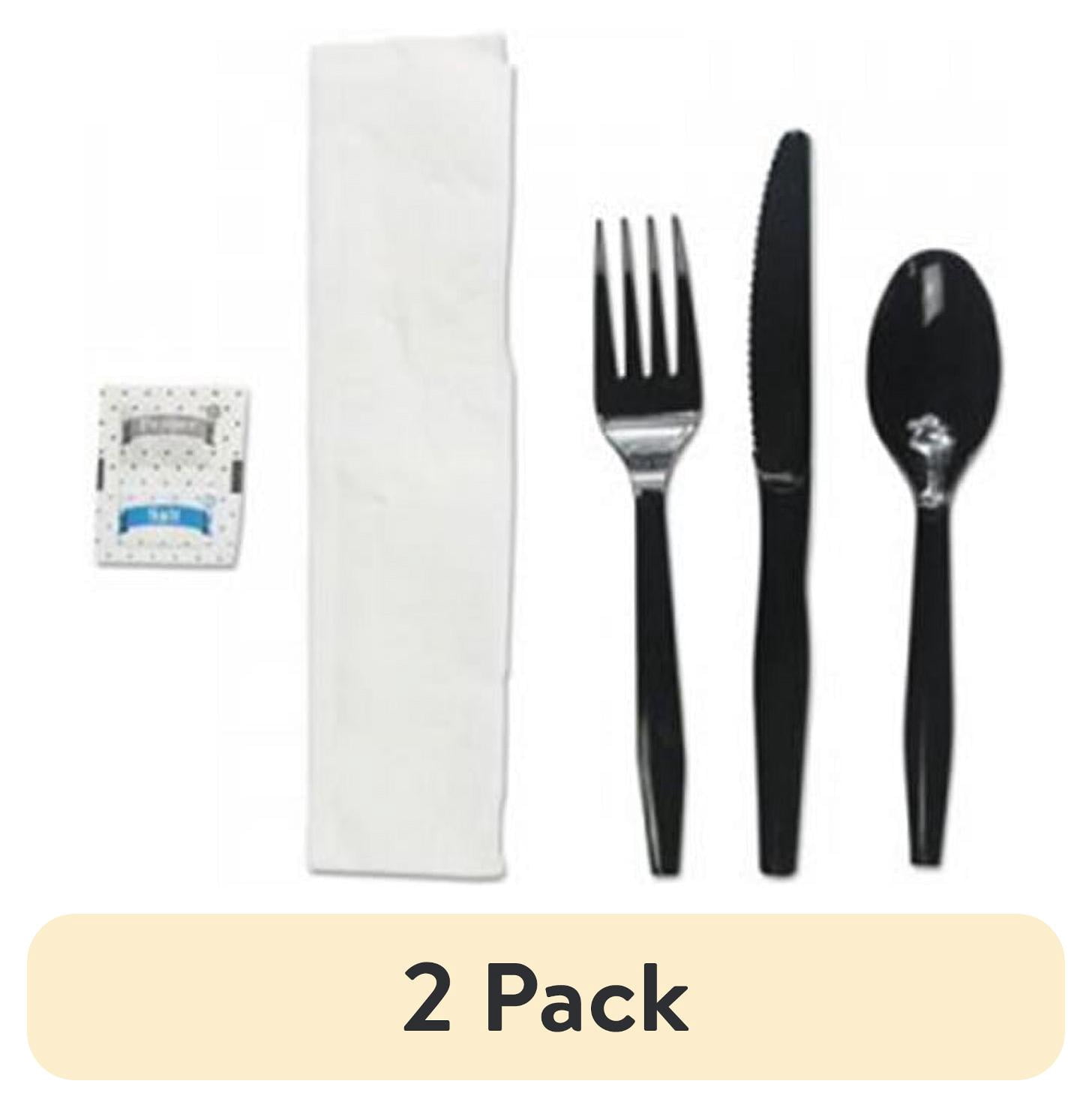 (2 pack) Boardwalk® 6-Piece Cutlery Kits, Polystyrene, Black, Pack Of ...
