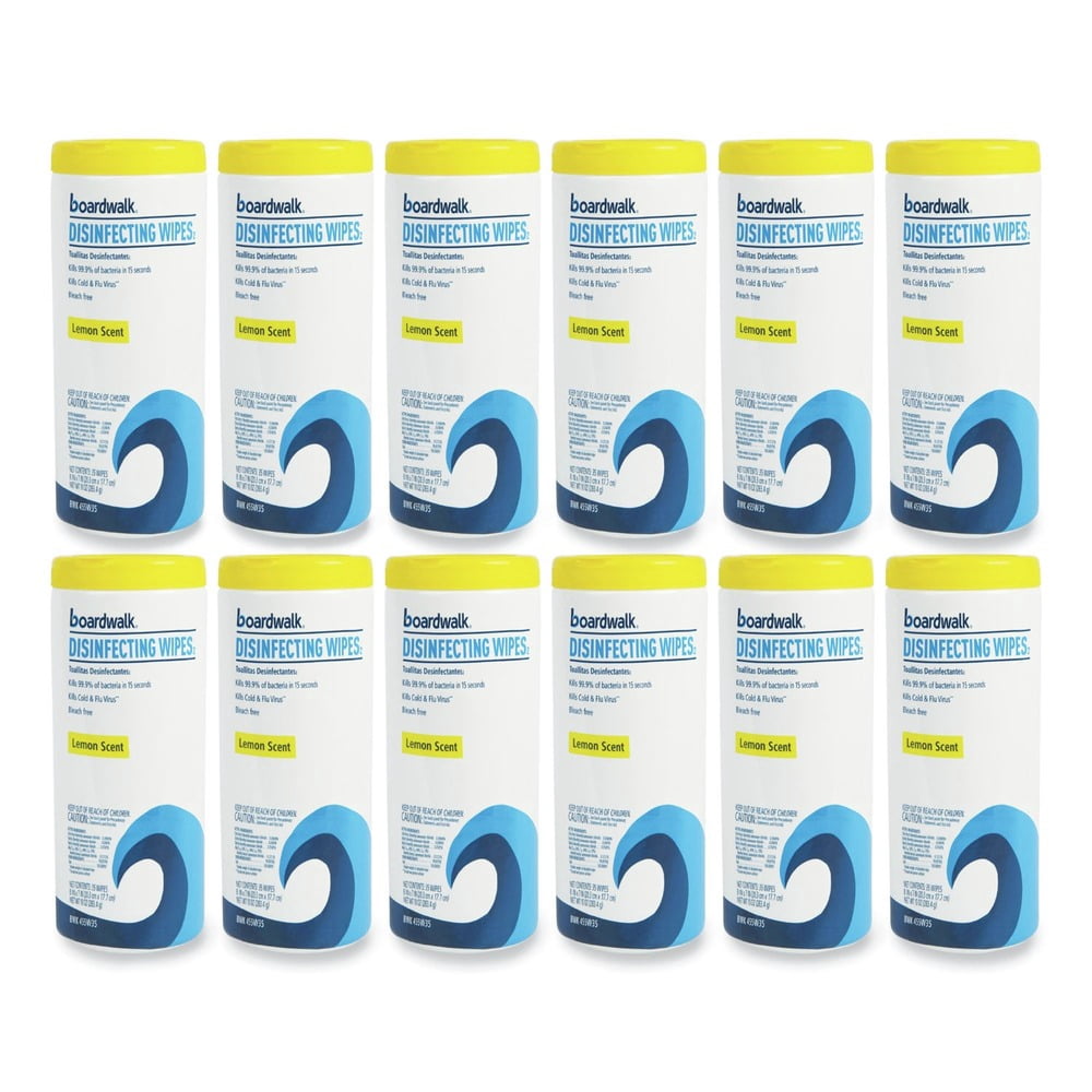 Boardwalk BWK455W35 7 in. x 8 in. Disinfecting Wipes - Lemon Scent (35 ...