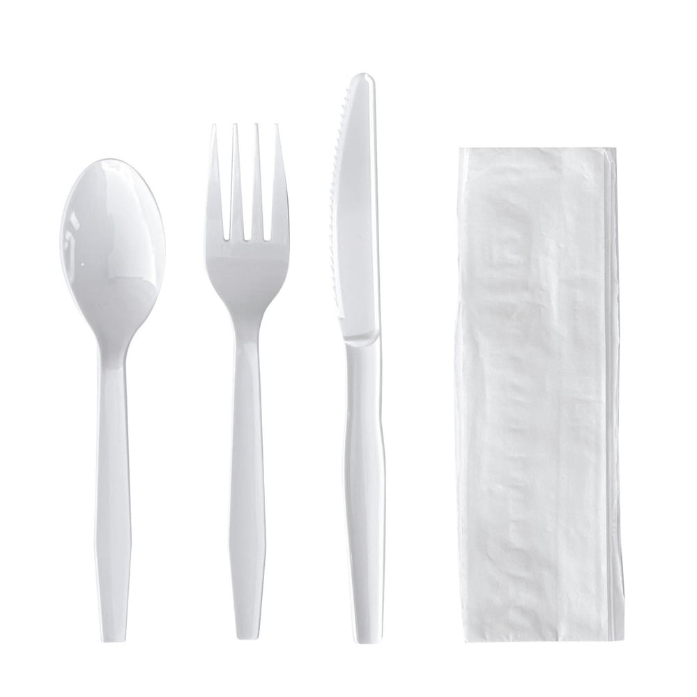 Boardwalk BWK4KITWHPS 4-Piece Mediumweight Polystyrene Cutlery Kit ...