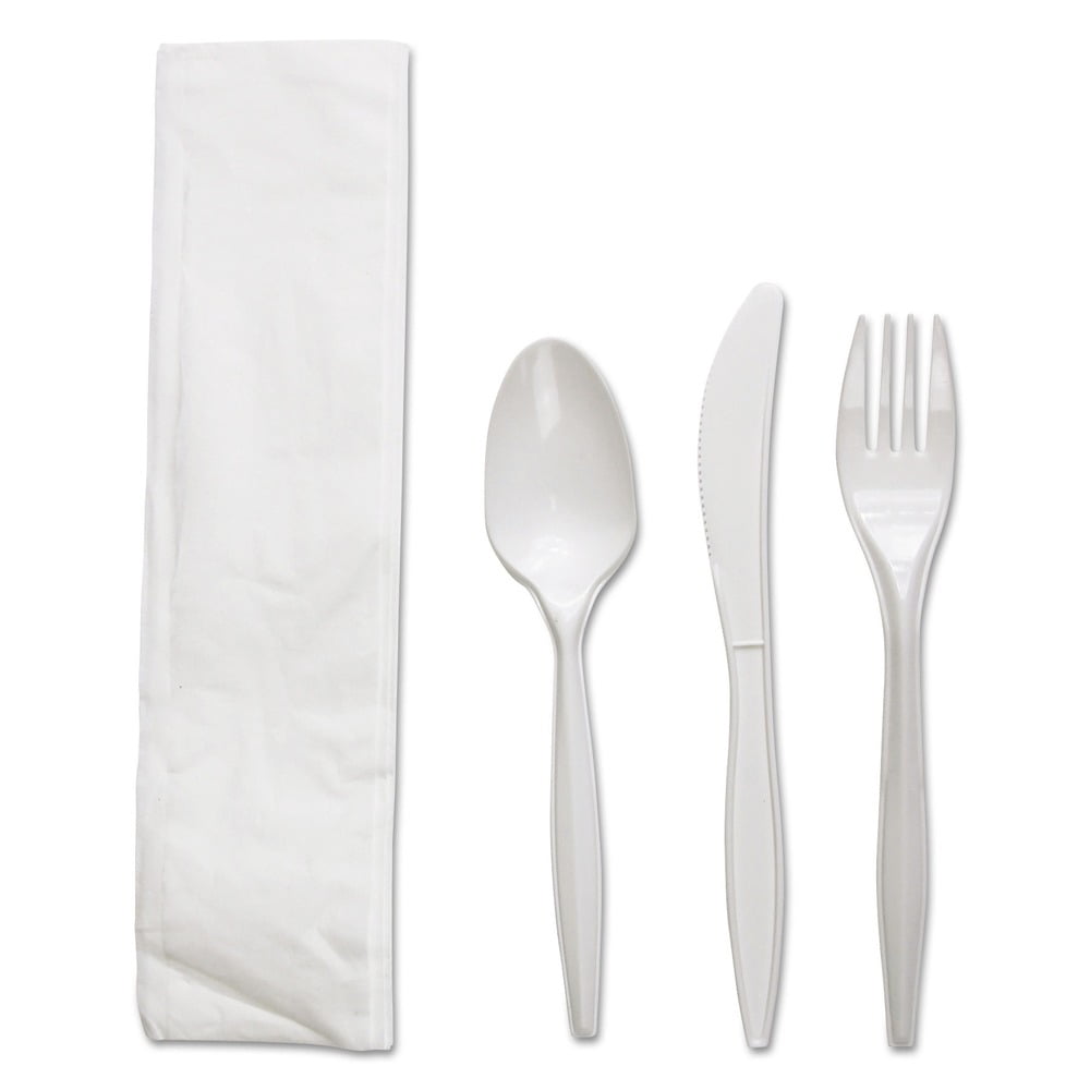 Boardwalk BWKFKTNMWPPWH 4-Piece Polypropylene Cutlery Kit - White (250 ...