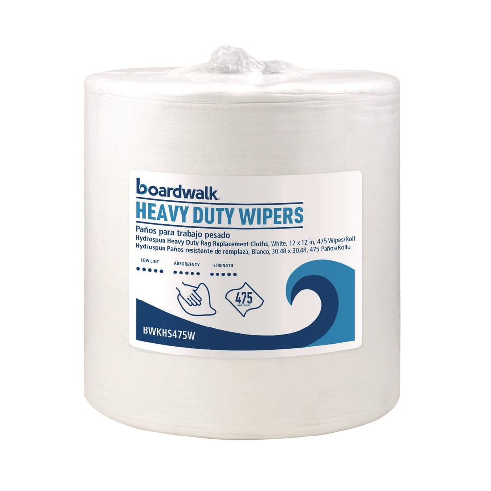 12 in. x 12 in. Heavy Duty Hydrospun Wipers - White (475/Roll ...
