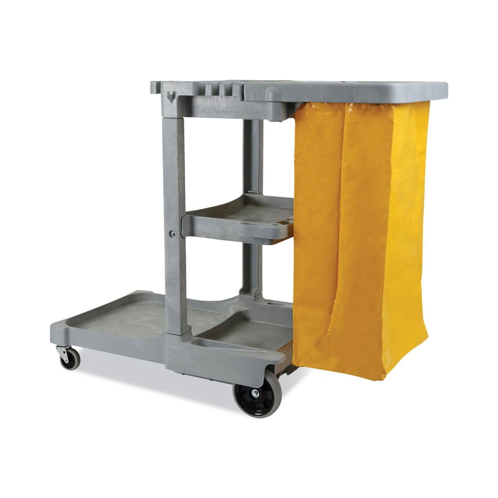 Boardwalk Janitor's Cart, Three-Shelf, 22w x 44d x 38h, Gray ...