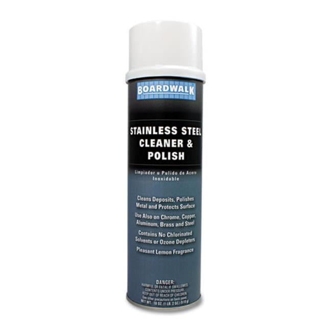 Boardwalk Stainless Steel Cleaner & Polish, Lemon, 18oz Aerosol, 12 ...