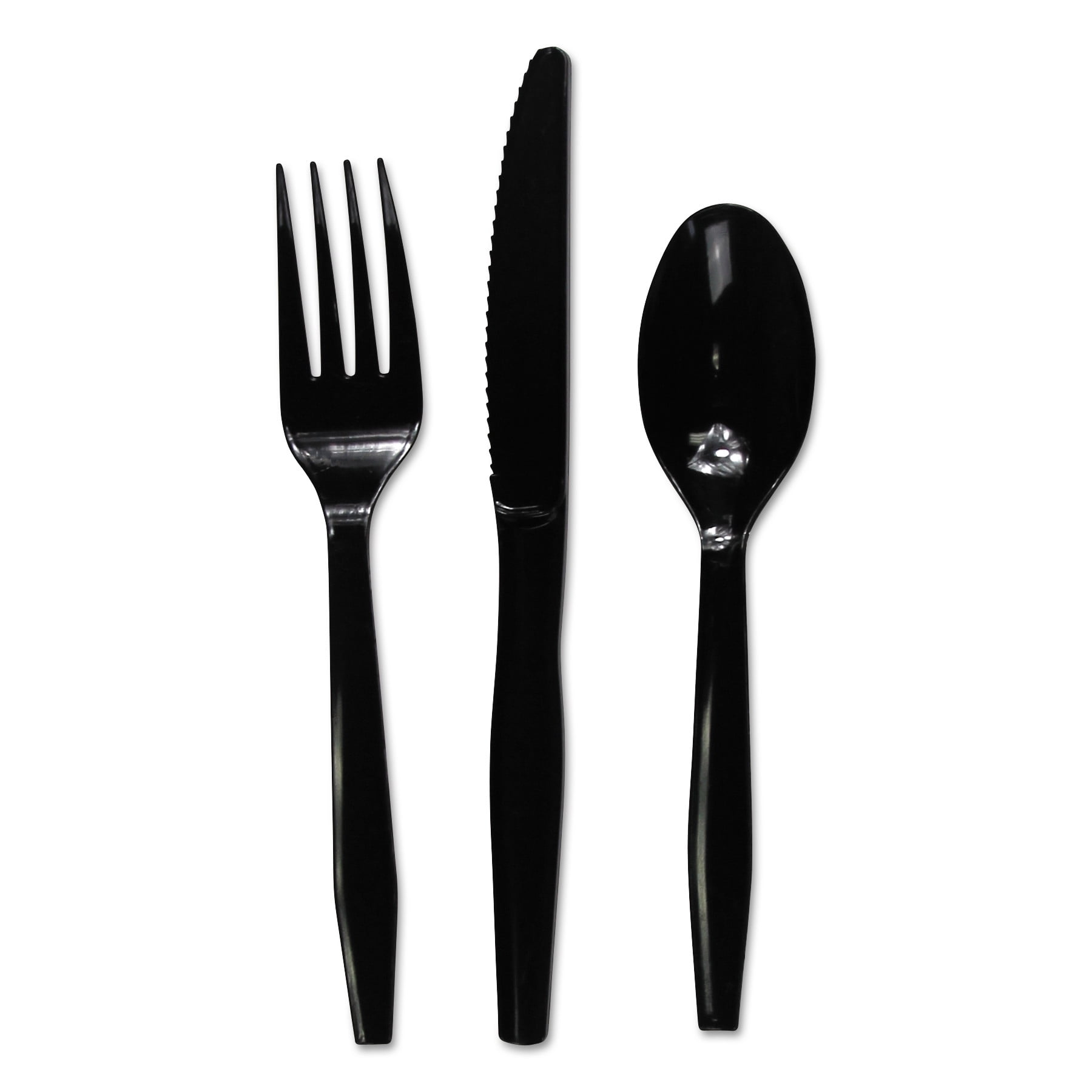 Boardwalk Three-Piece Cutlery Kit, Fork/Knife/Teaspoon, Black, 250 ...