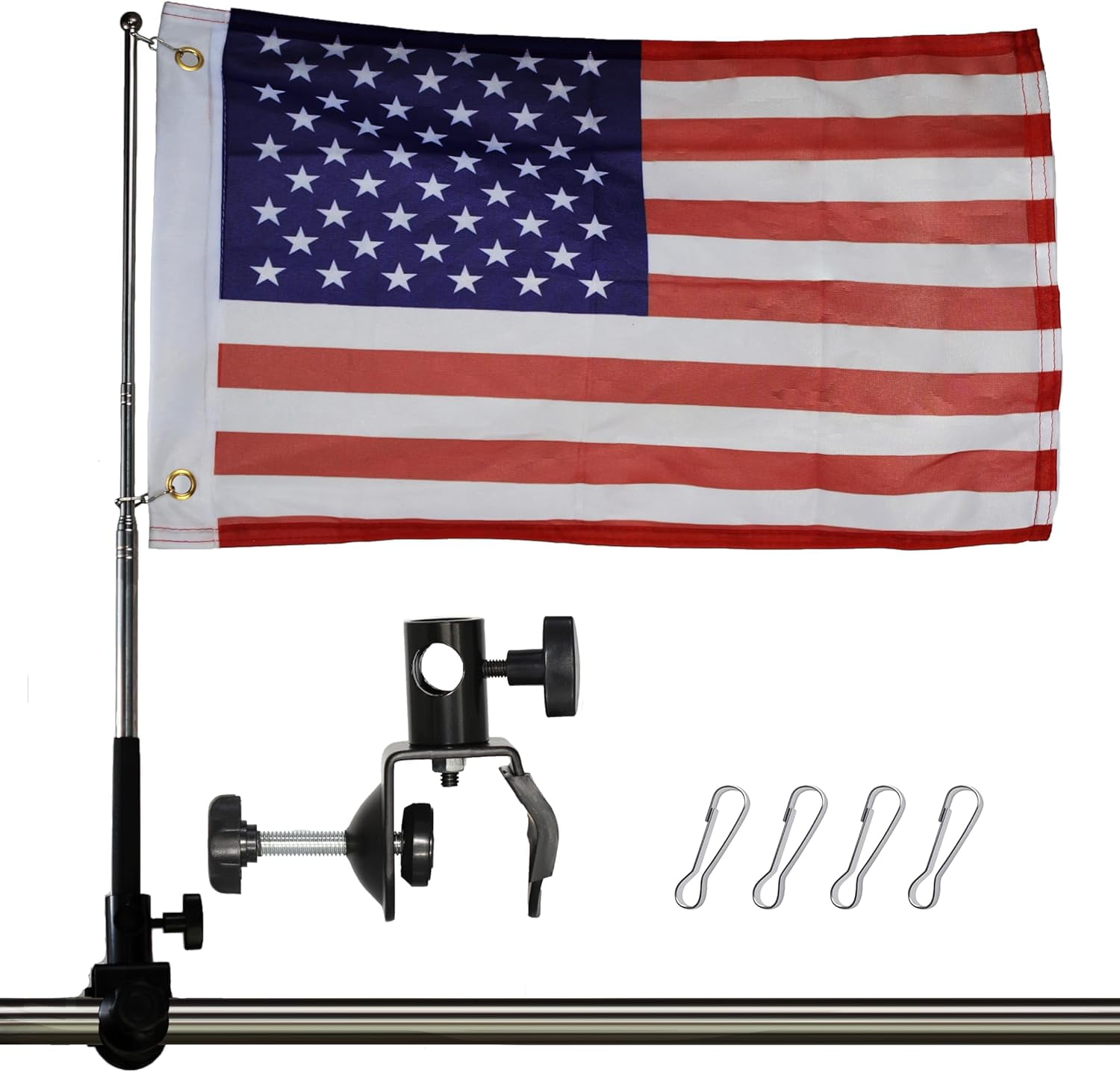 Boat American Flag Pole Kit,12''x18'' Pontoon Boat Flags,US Flag Holder ...