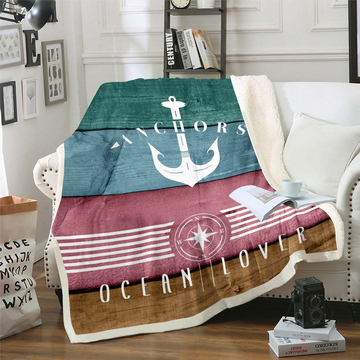Boat Anchor Blanket Nautical Throw Blanket for Women Boys,Boat Compass ...