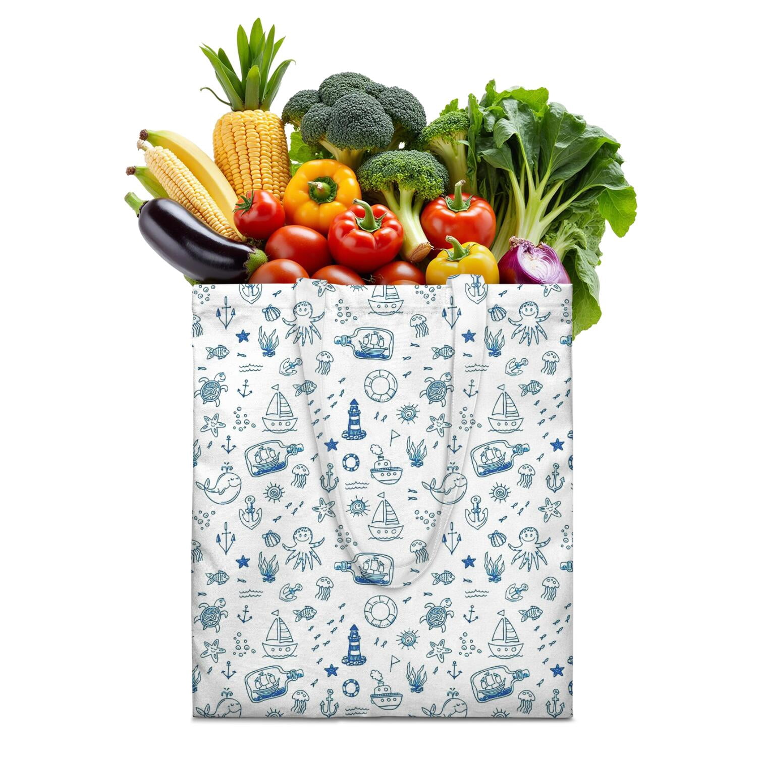 Boat Anchor Canvas Tote Bag with Nautical Marine and Tropical Beach ...