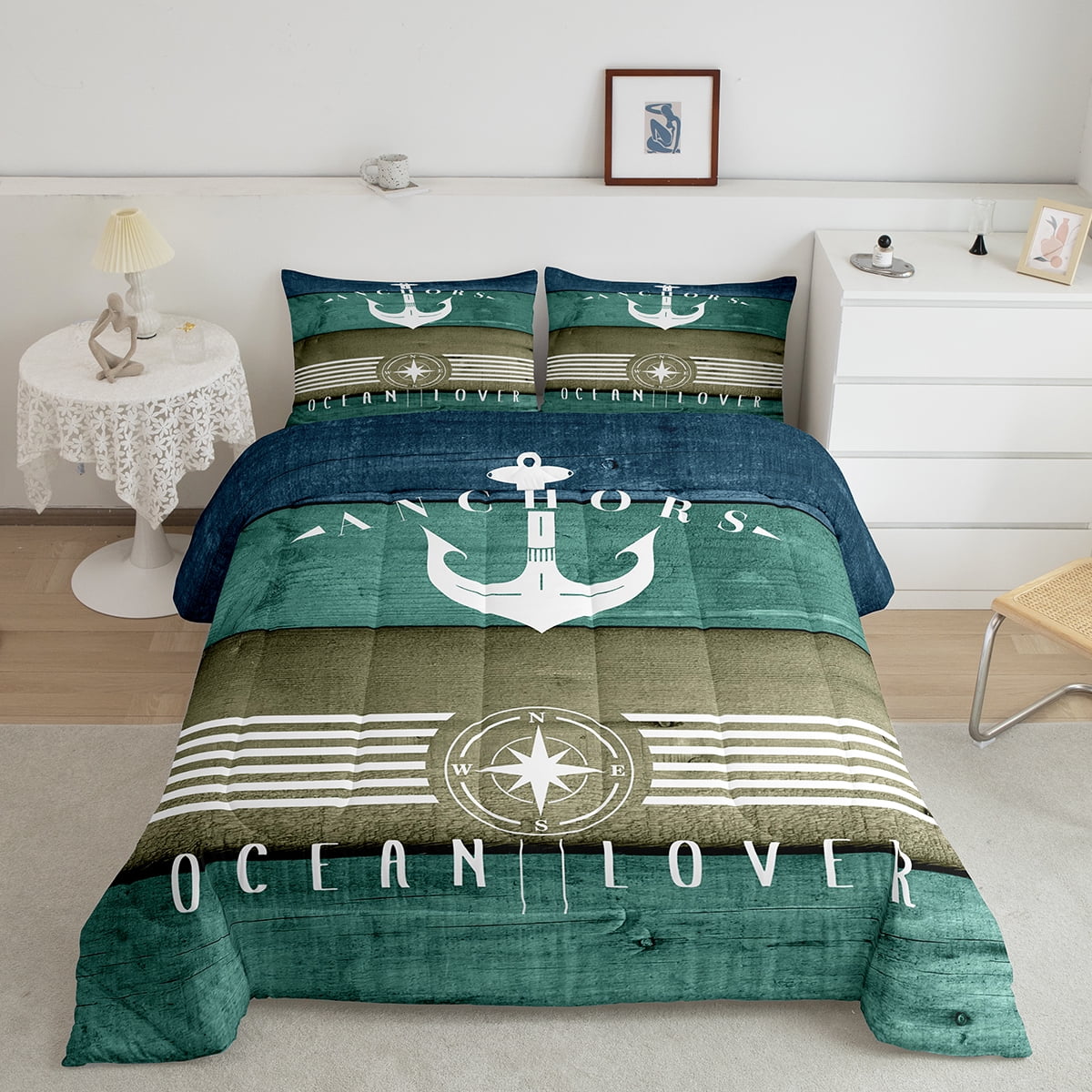 Boat Anchor Comforter Set Nautical Bedding Set for Women Boys,Boat ...