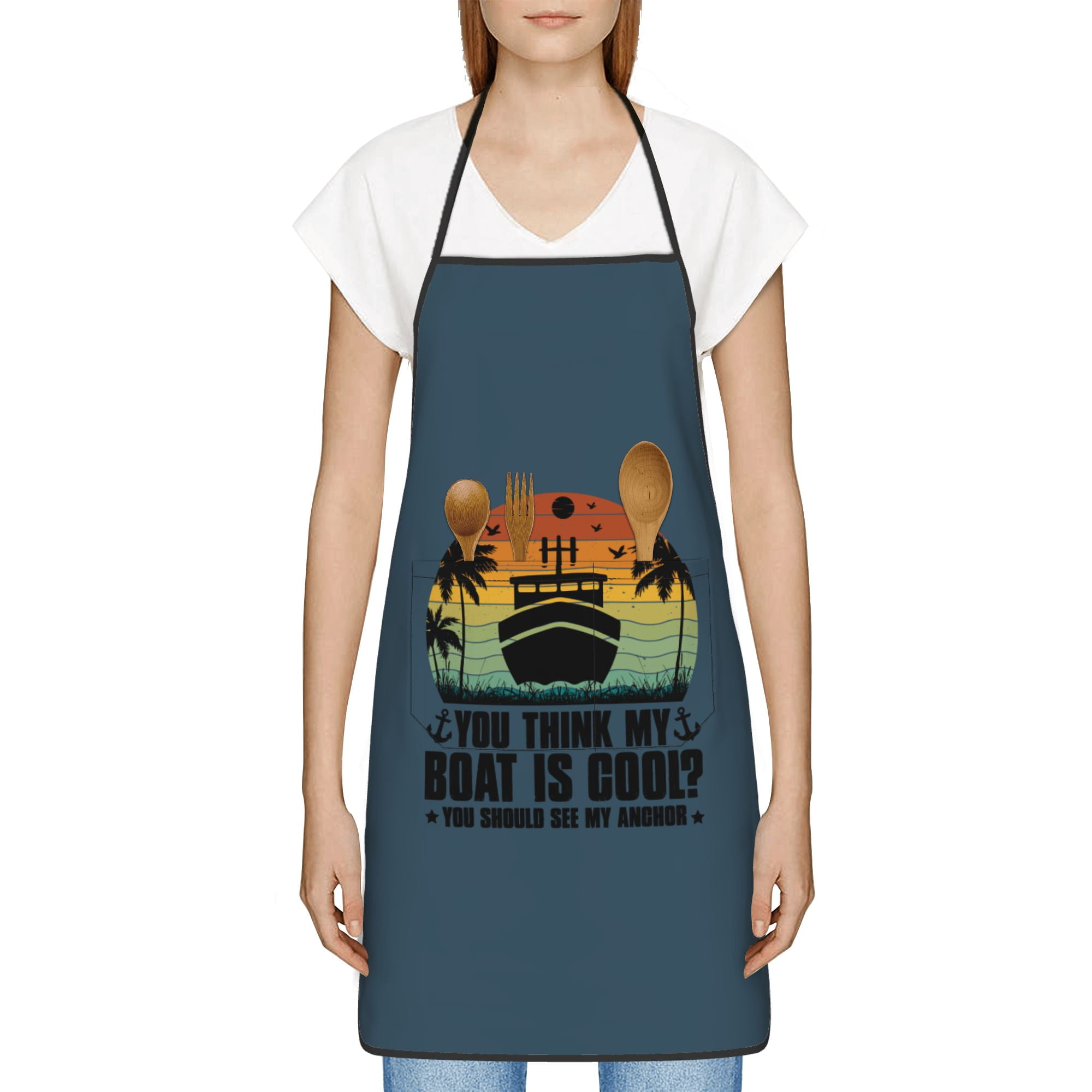 Boat and Anchor Design Apron, Inspirational Gifts for Men Women, Funny ...